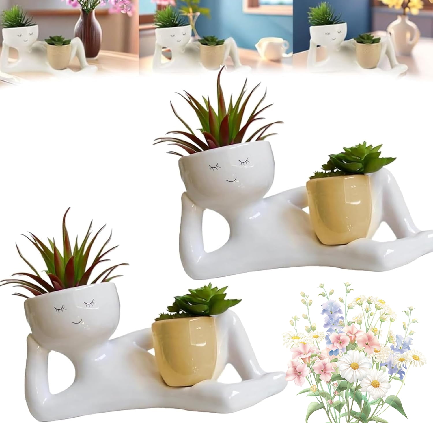 Lazy Guy Planter, 2025 Funny Planters for Indoor Plants, Lazy Little ...