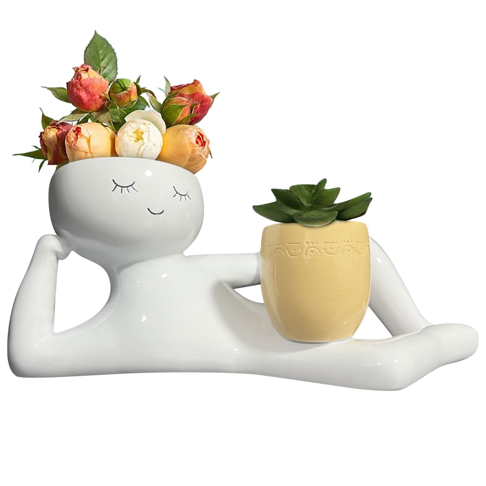 Lazy Guy Planter, 2025 New Cute Face Planter Pot, Lazy Guy Planter Pots for Indoor Plants, Lazy ...