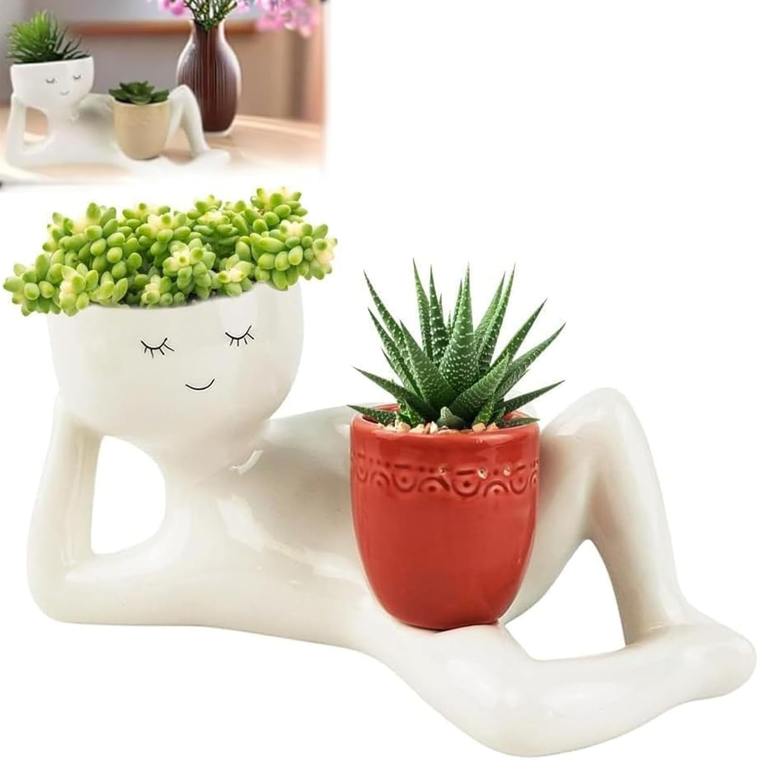 Lazy Guy Planter, 2025 New Novelty Planter, Funny Planters Smily Face ...