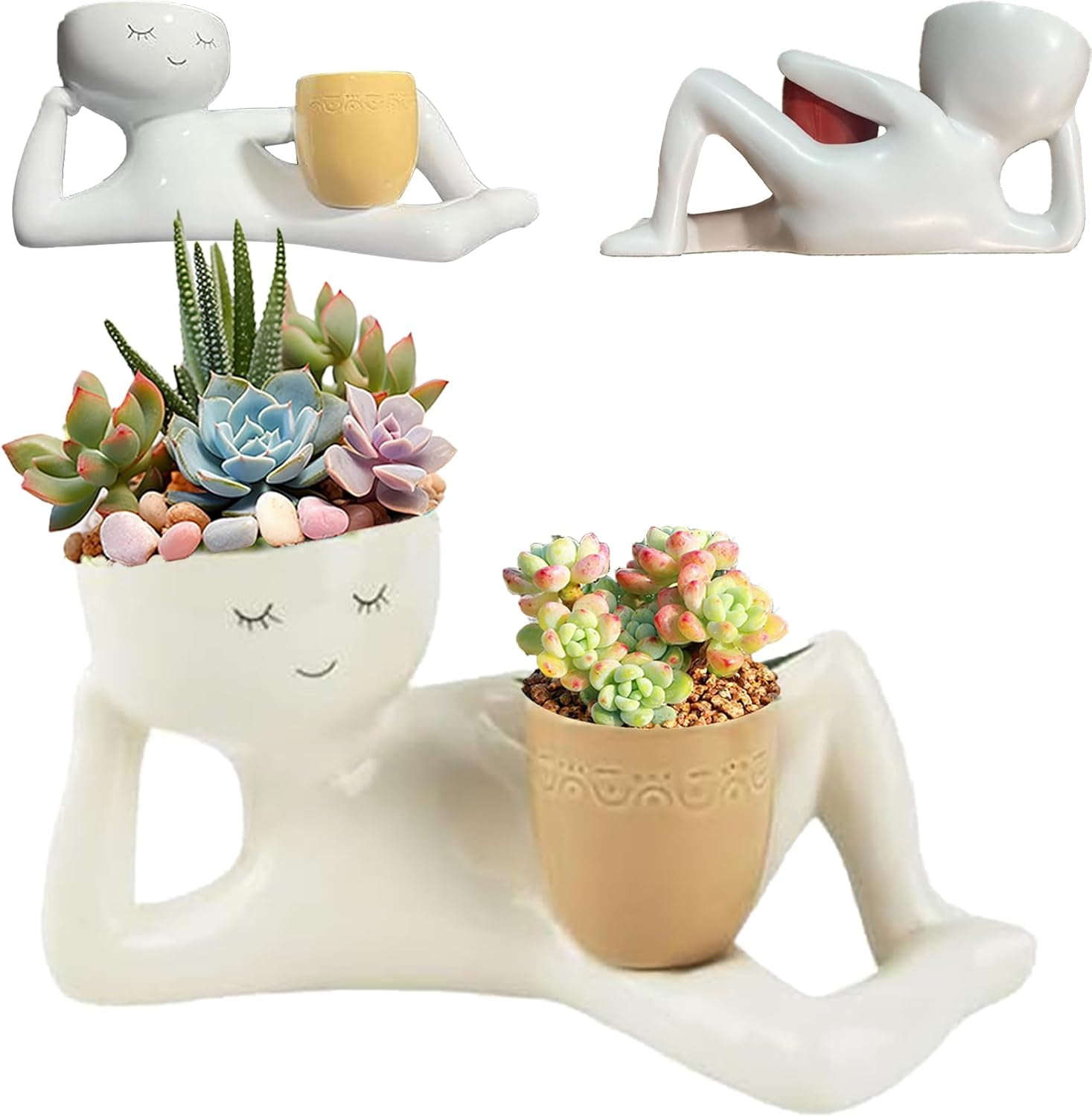 Lazy Guy Planter,Funny Planters for Indoor Plants with Drainage Hole ...