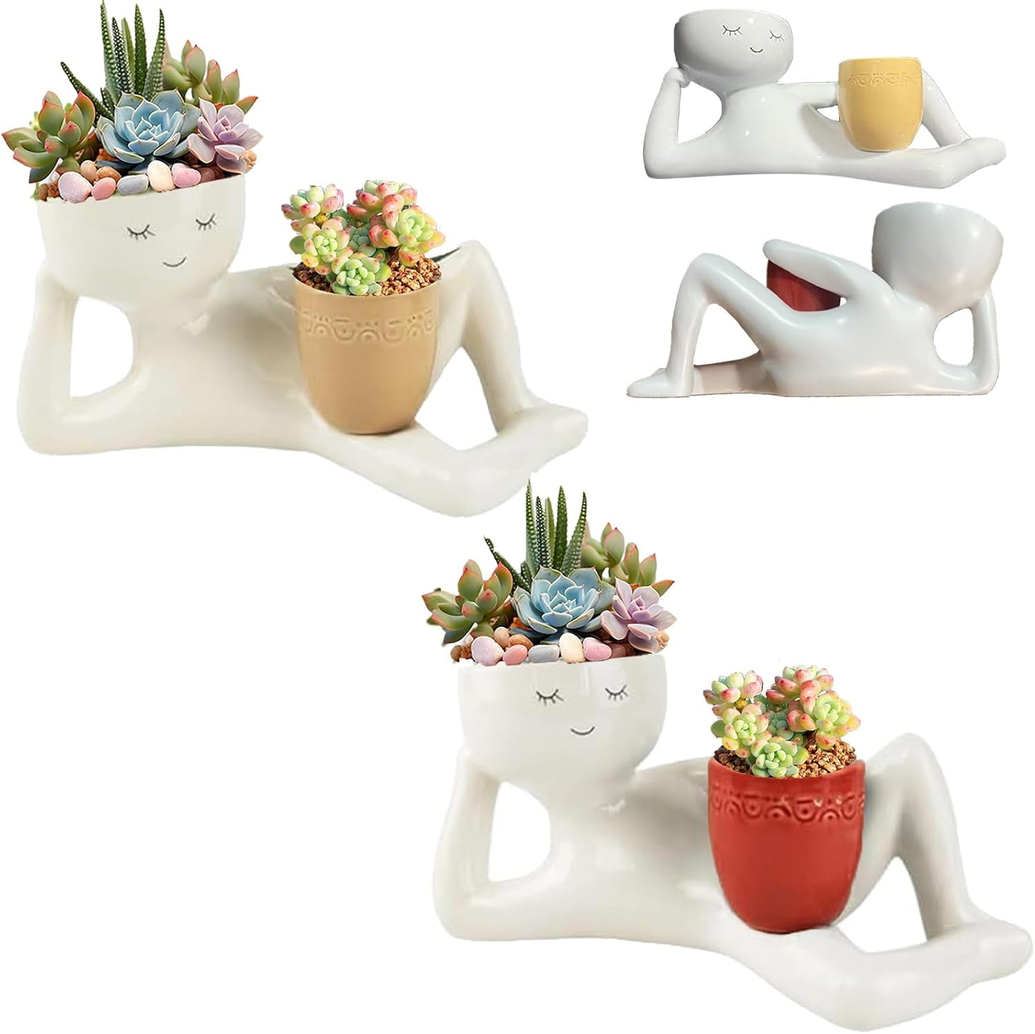 Lazy Guy Planter,Funny Planters for Indoor Plants with Drainage Hole ...