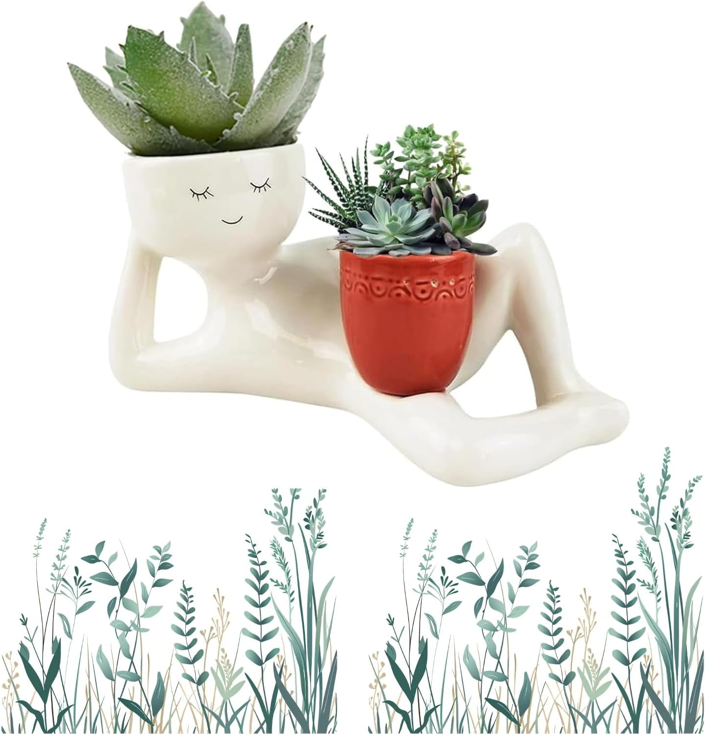 Lazy Guy Planter, Funny Planters, Smily Face Planter for Indoor Plants ...