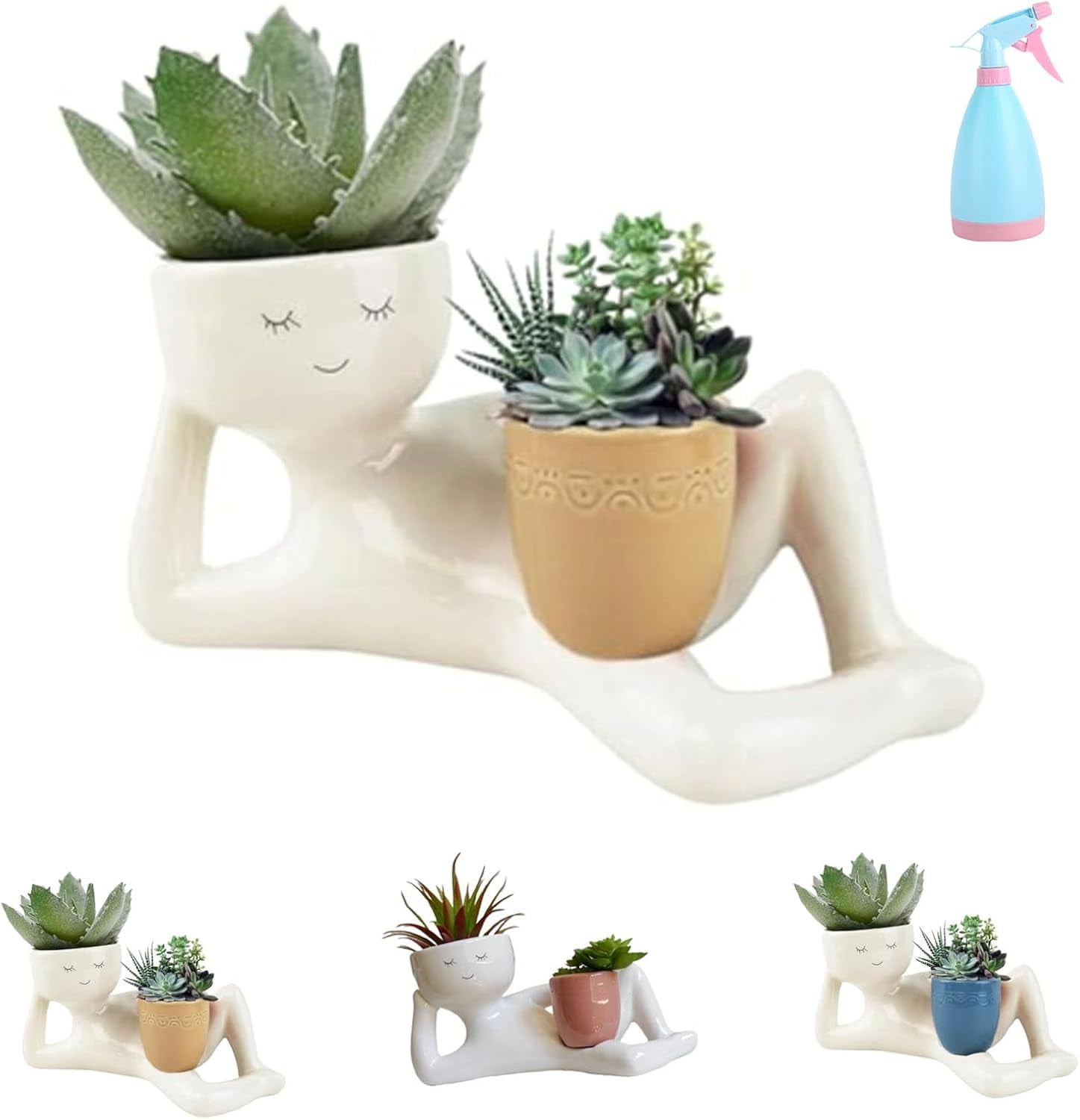 Lazy Guy Planter, Funny Planters Smily Face Planter Pot with Drainage ...