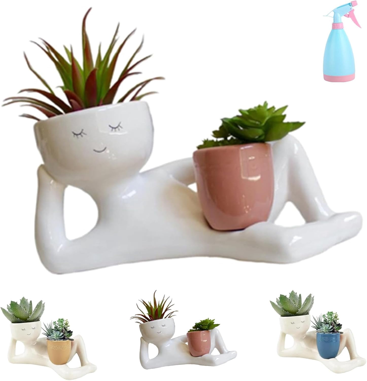 Lazy Guy Planter, Funny Planters Smily Face Planter Pot with Drainage ...