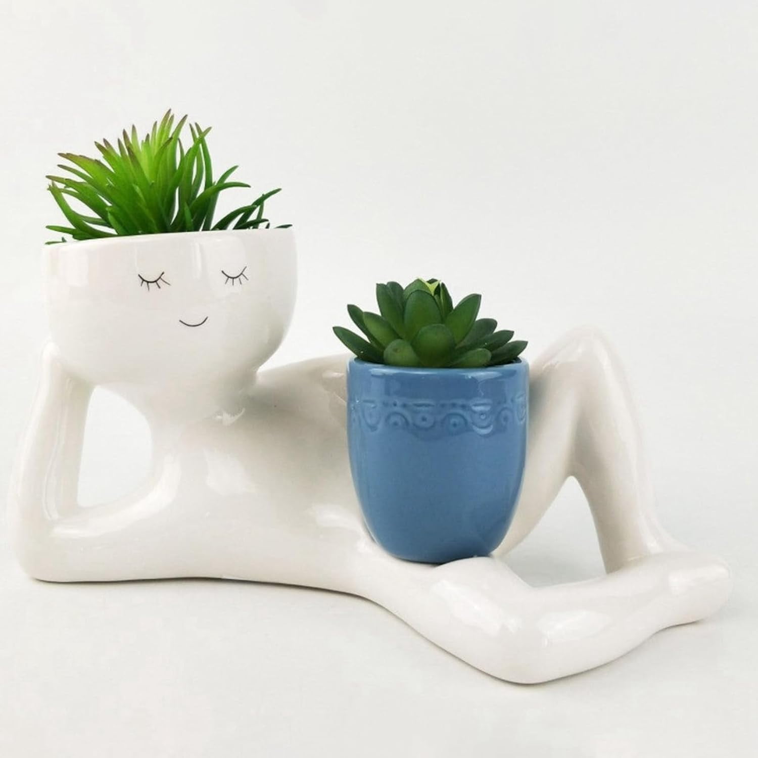 Lazy Guy Planter, Funny Planters，Smily Face Planter Pot with Drainage ...
