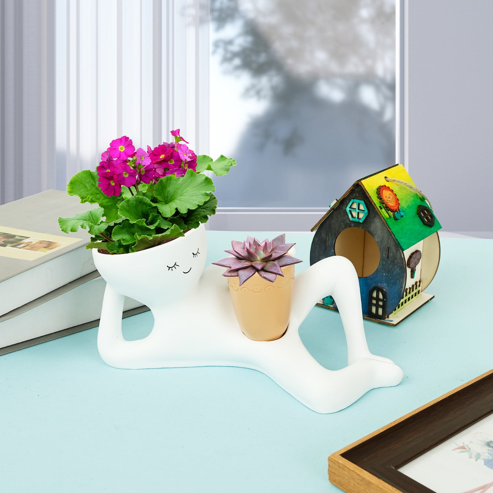 Lazy Guy Planter, Funny Planters Smily Face Planter Pot with Drainage ...