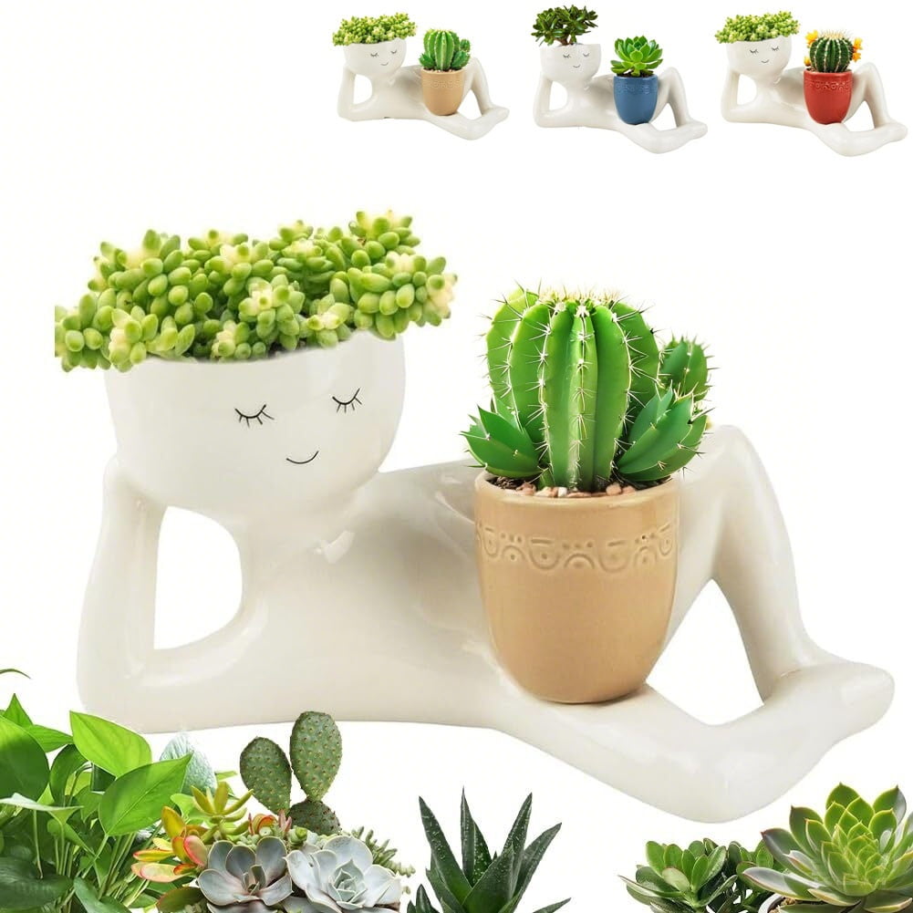 Lazy Guy Planter Funny Relaxing Character Flowerpot, Unique Shape Pot ...