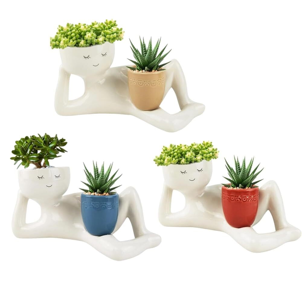 Lazy Guy Planter Funny Relaxing Character Flowerpot, Unique Shape Pot ...