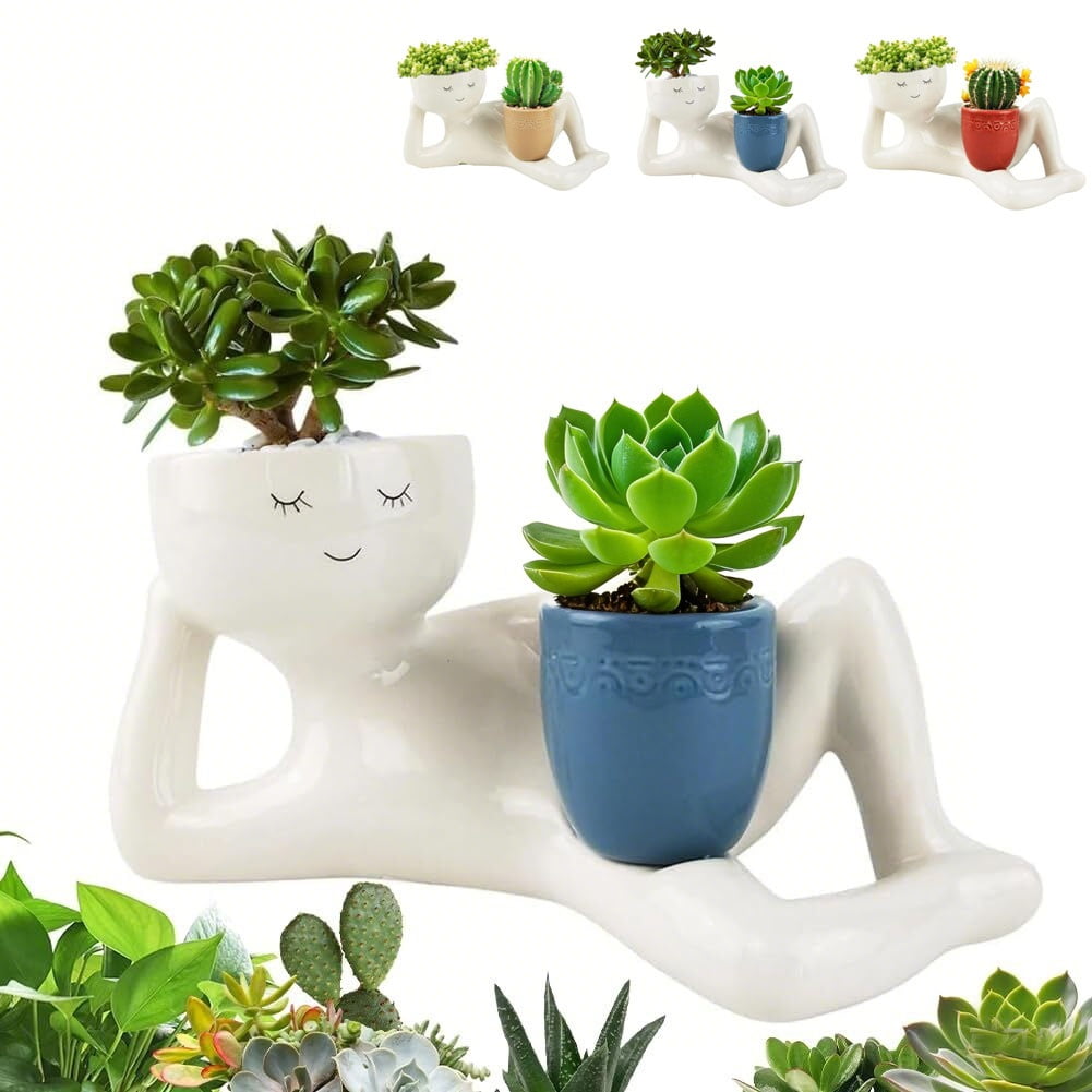 Lazy Guy Planter Funny Relaxing Character Flowerpot, Unique Shape Pot ...