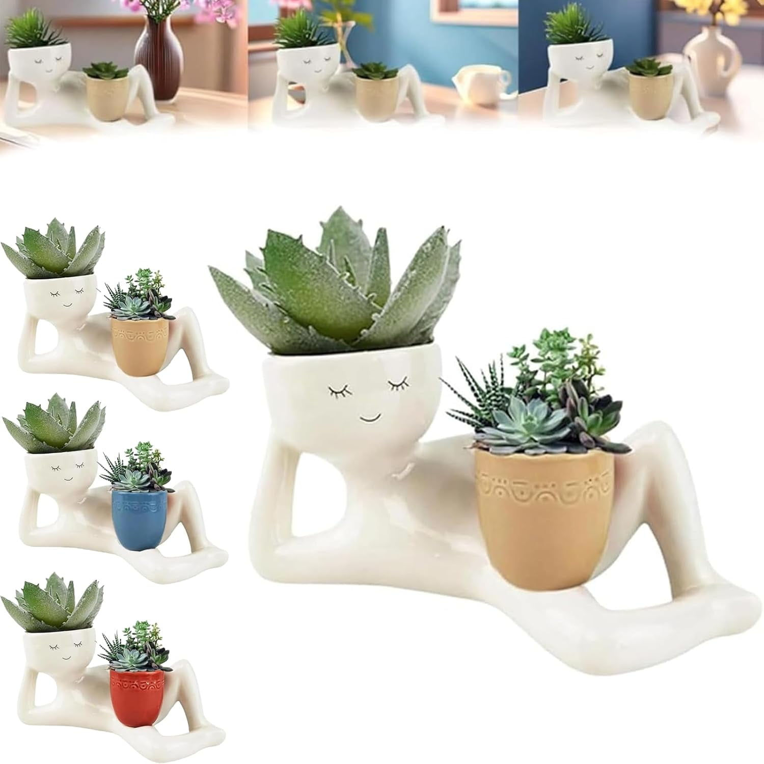 Lazy Guy Planter,Head Planter,Funny Planters, Smily Face Planter Pot ...