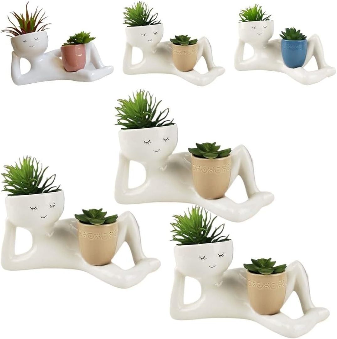 Lazy Guy Planter, Indoor Funny Plant Pots, Lying Down Figure Succulent ...