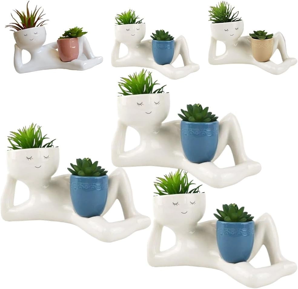 Lazy Guy Planter, Indoor Funny Pots, Lying Down Figure Succulent ...