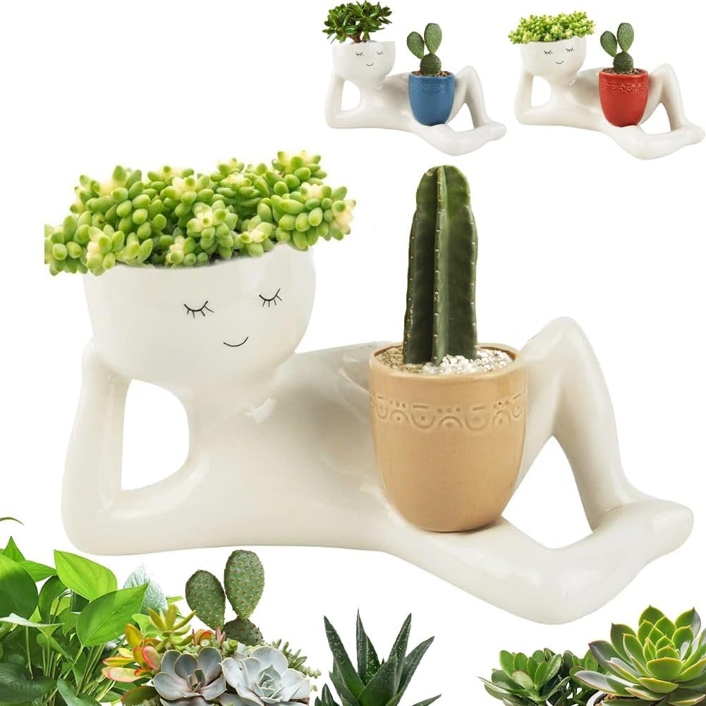 Lazy Guy Planter, Lazy Little Character Flowerpot, Relaxing Person ...