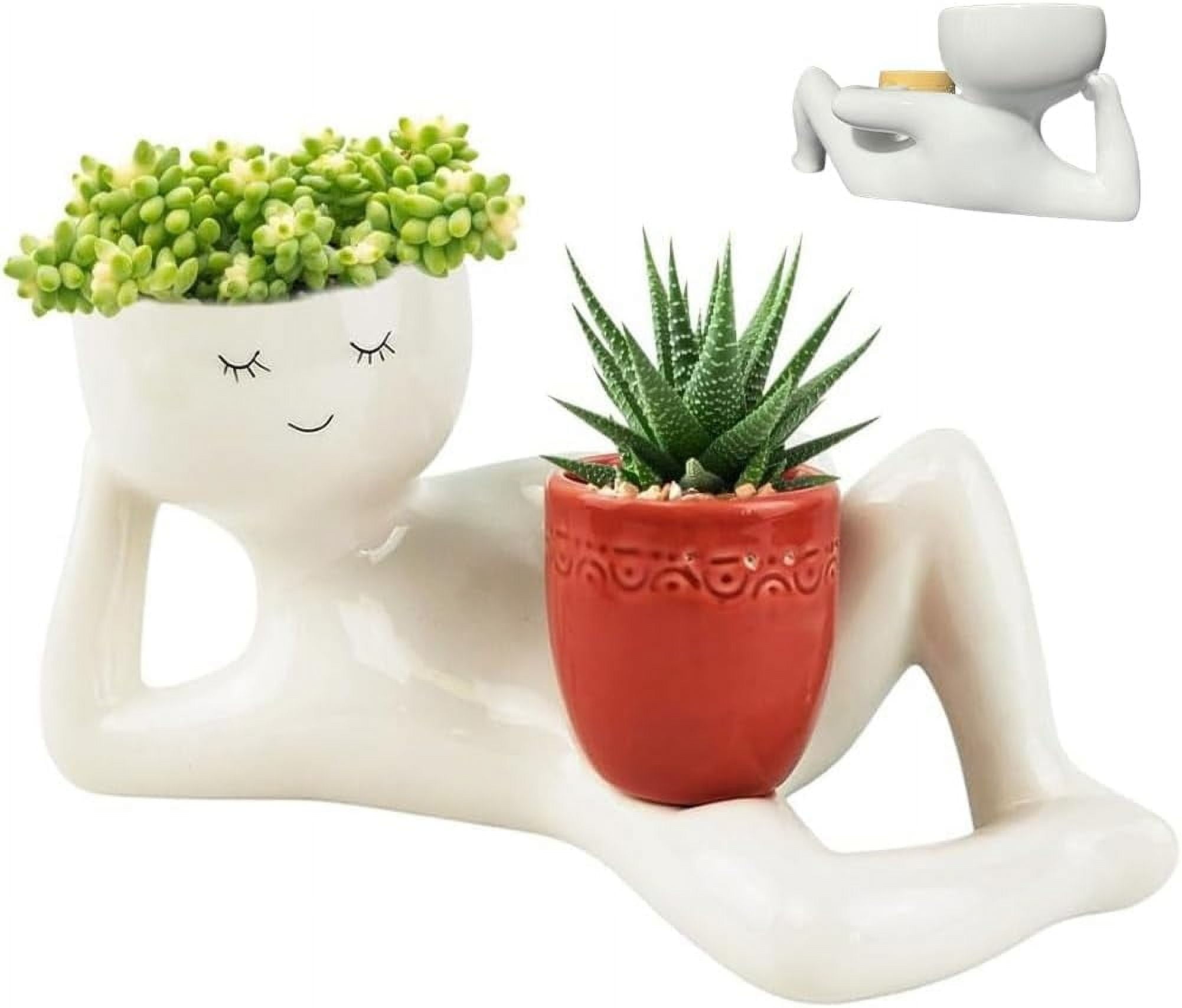 Lazy Guy Planter, Lazy Little Character Flowerpot, Funny Face Planters ...