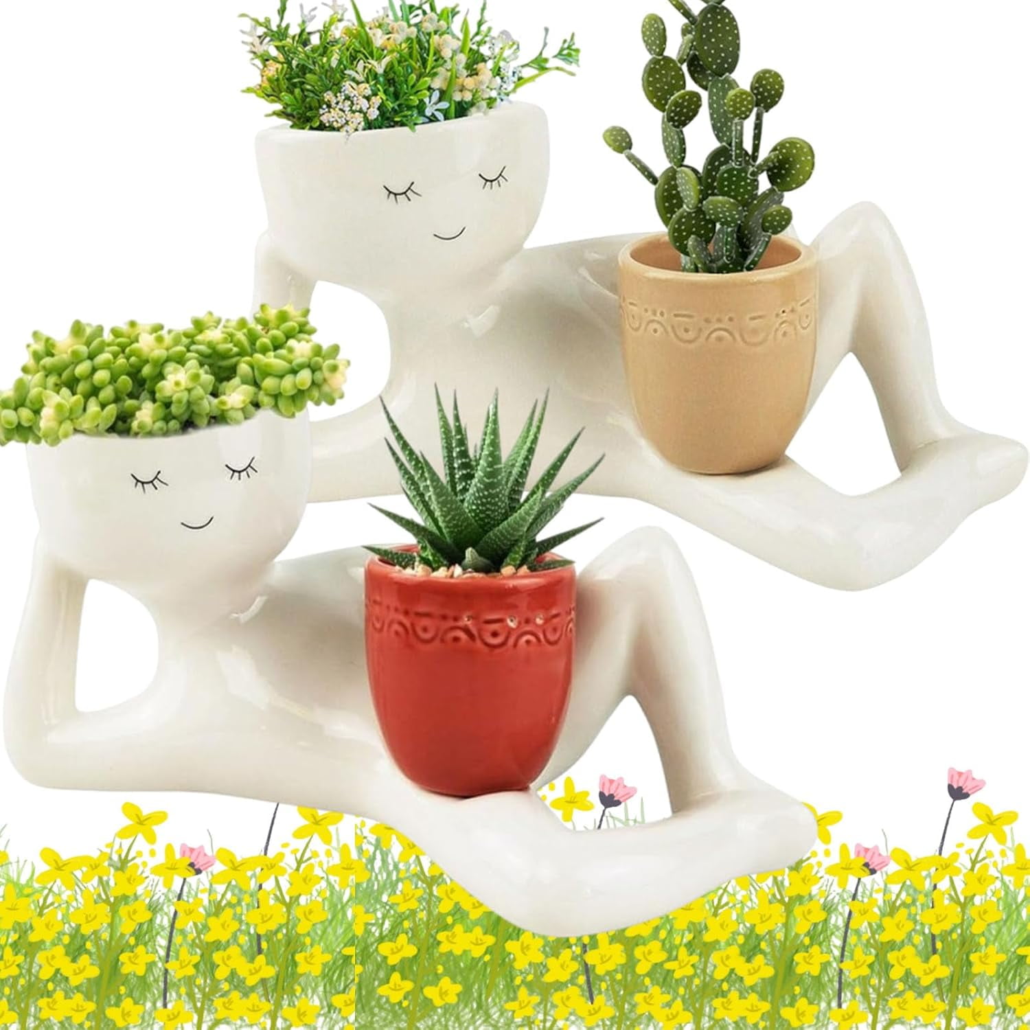 Lazy Guy Planter Pot, Funny Pots Planters for Indoor , Lazy Little ...