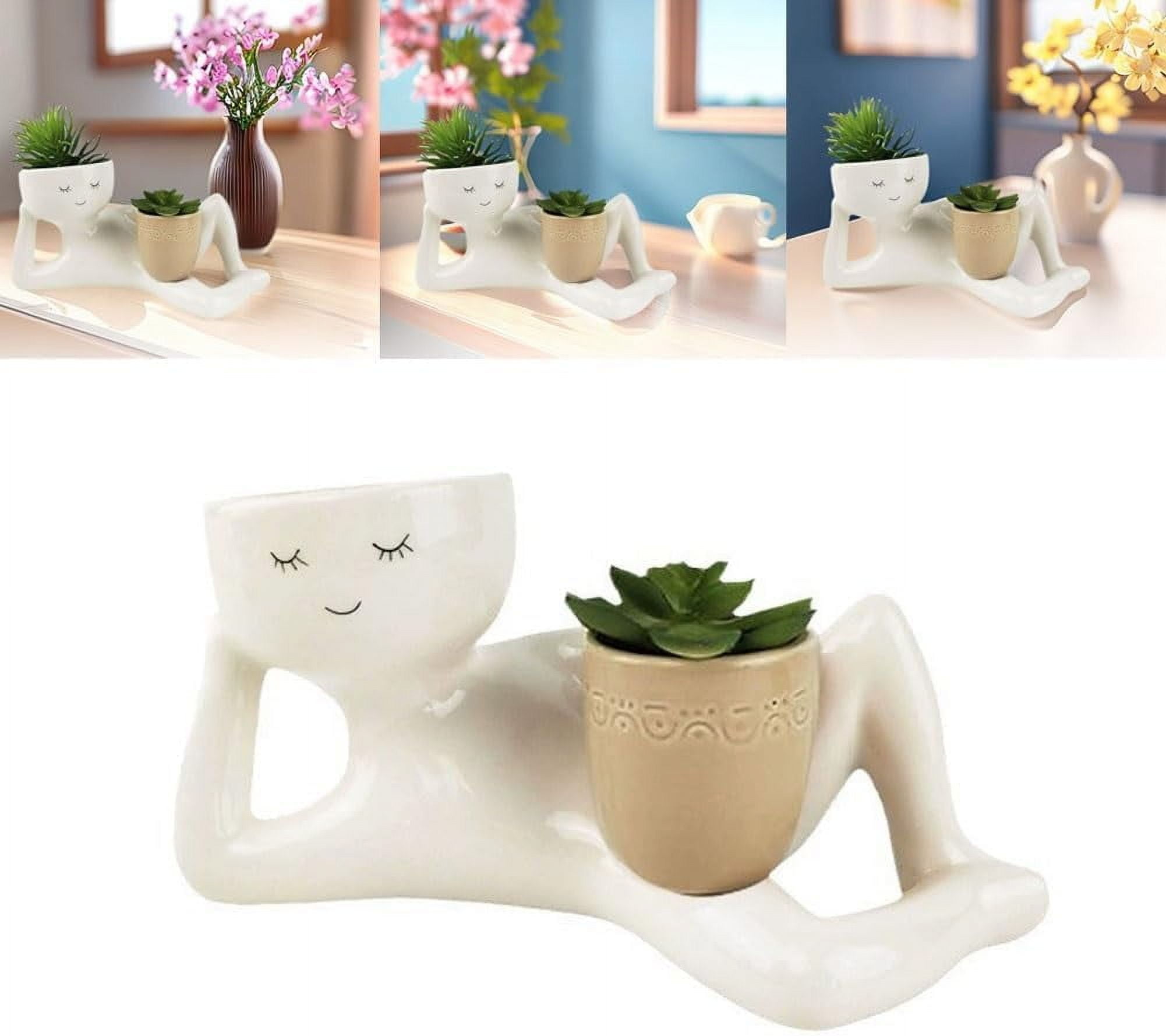 Lazy Guy Planter, Unique Lying Down Figure Garden Decor, Cute Succulent ...