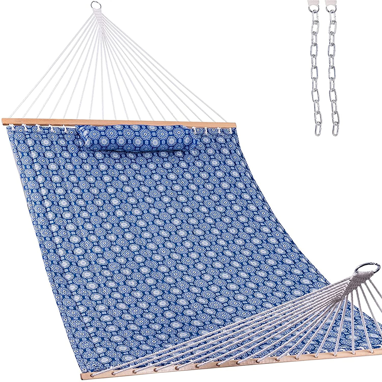 Lazy Hammocks 12 FT Double Quilted Fabric Hammock with Spreader Bars ...
