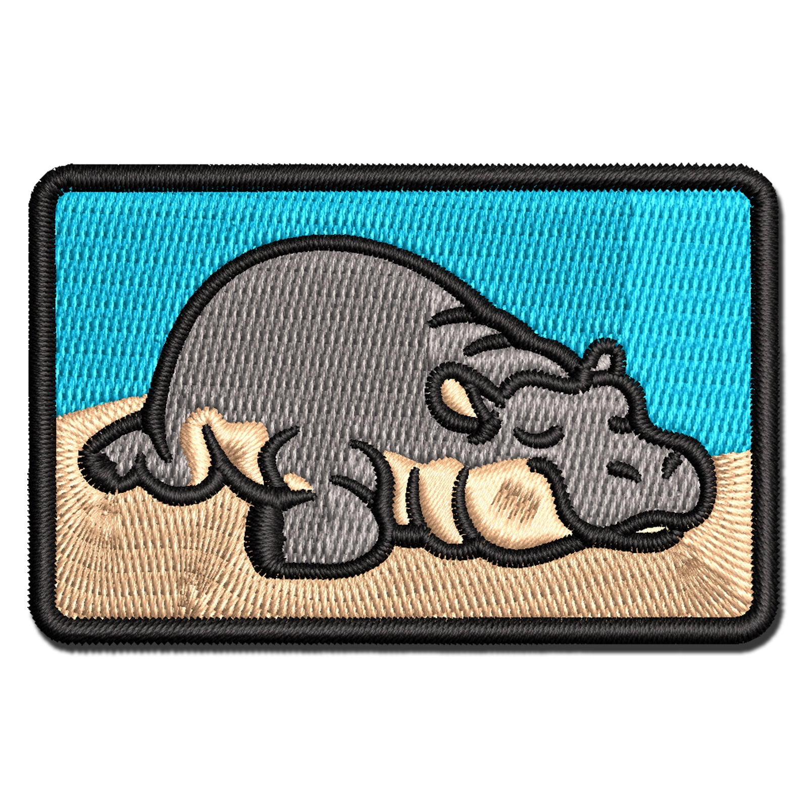Lazy Hippo Hippopotamus Cute Applique Multi-Color Embroidered Iron-On ...