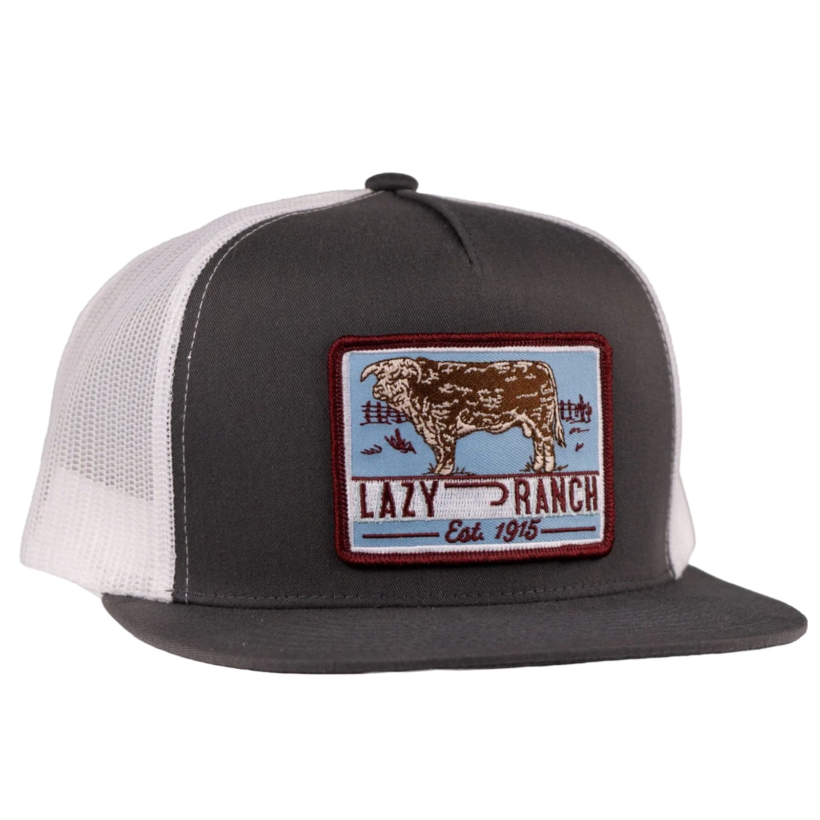 Lazy J Ranch Wear Classic Grey White Western Trucker Cap GRYWHT4-BT-BLU ...