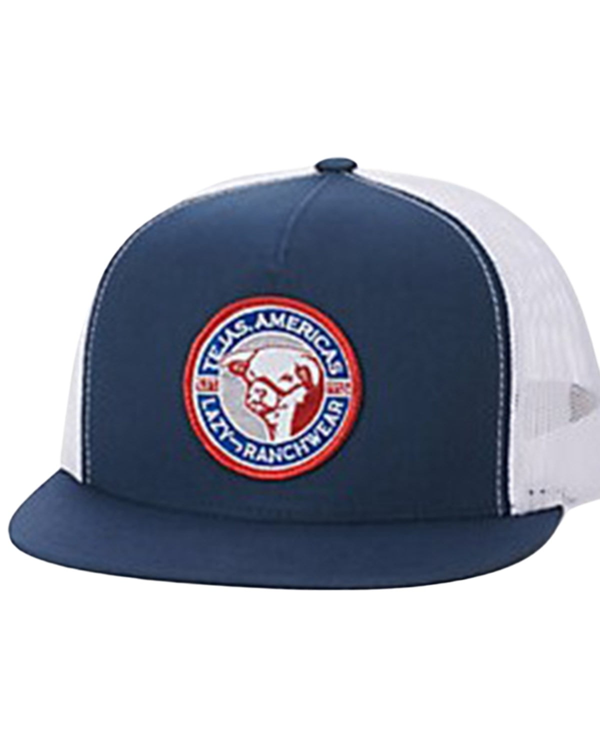Lazy J Ranch Wear Men's Navy Tejas Americas Round Patch Mesh-Back Ball ...