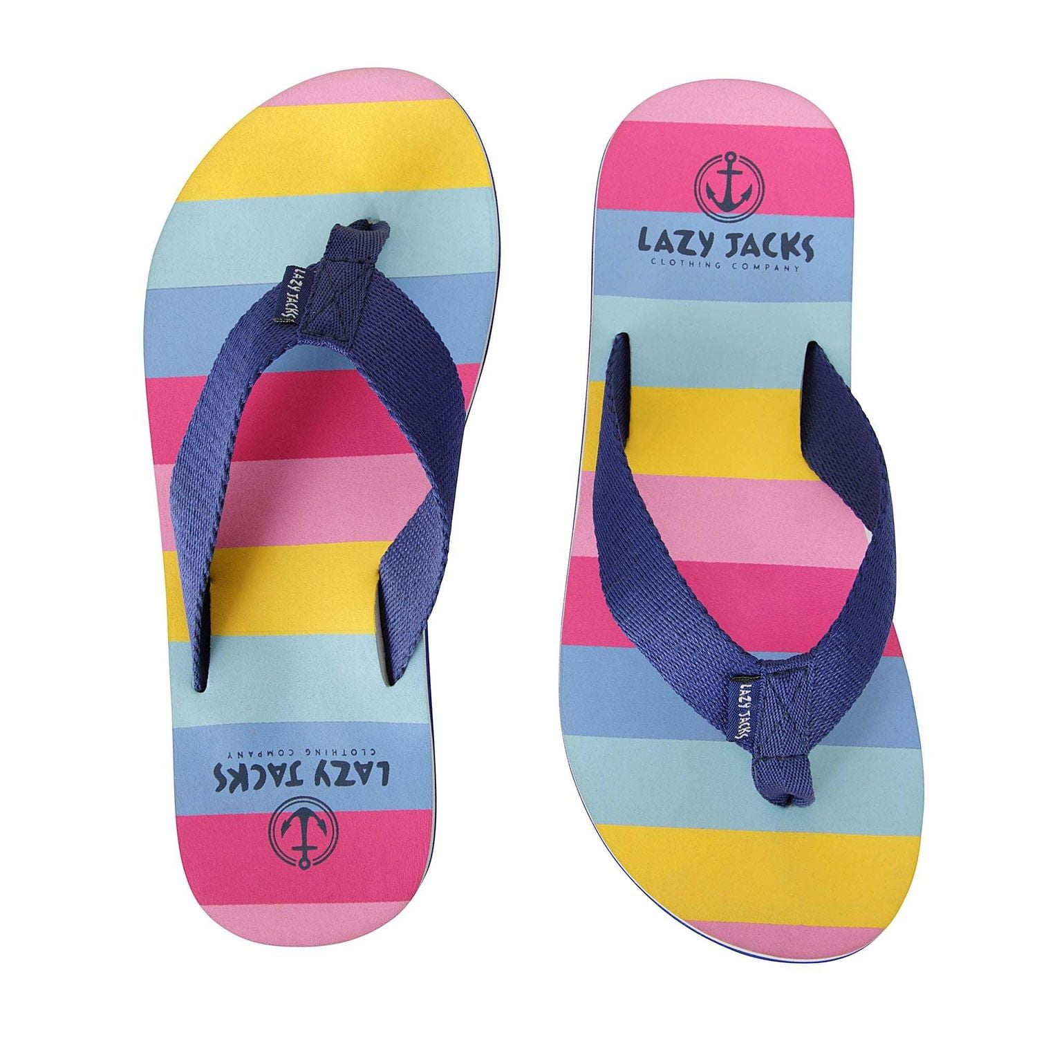 Lazy Jacks Girls Block Stripe Flip Flops - Walmart.com