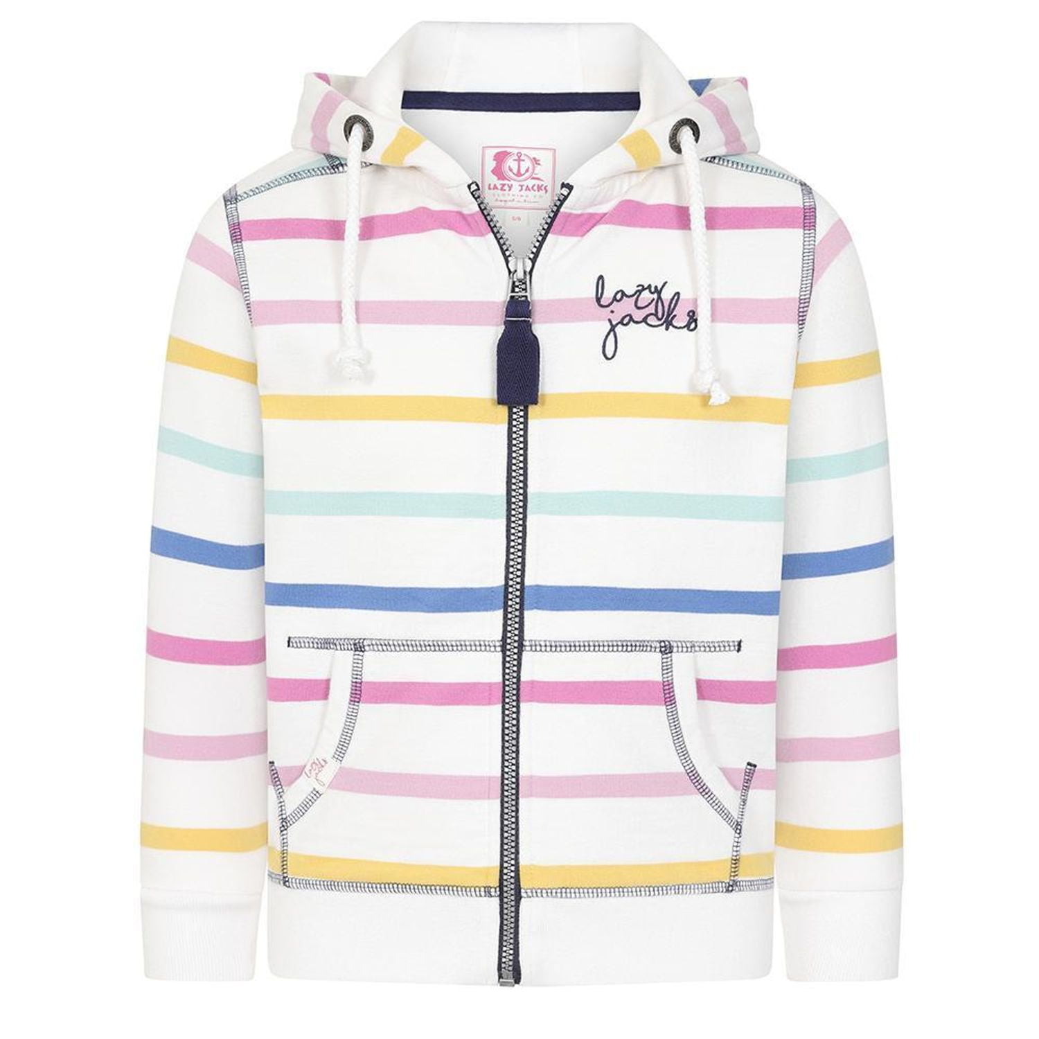 Lazy Jacks Girls Pastel Stripes Full Zip Hoodie - Walmart.com