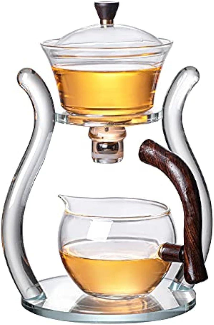 Lazy Kungfu Glass Tea Set Semi Automatic Drip Rotating with Infuser ...
