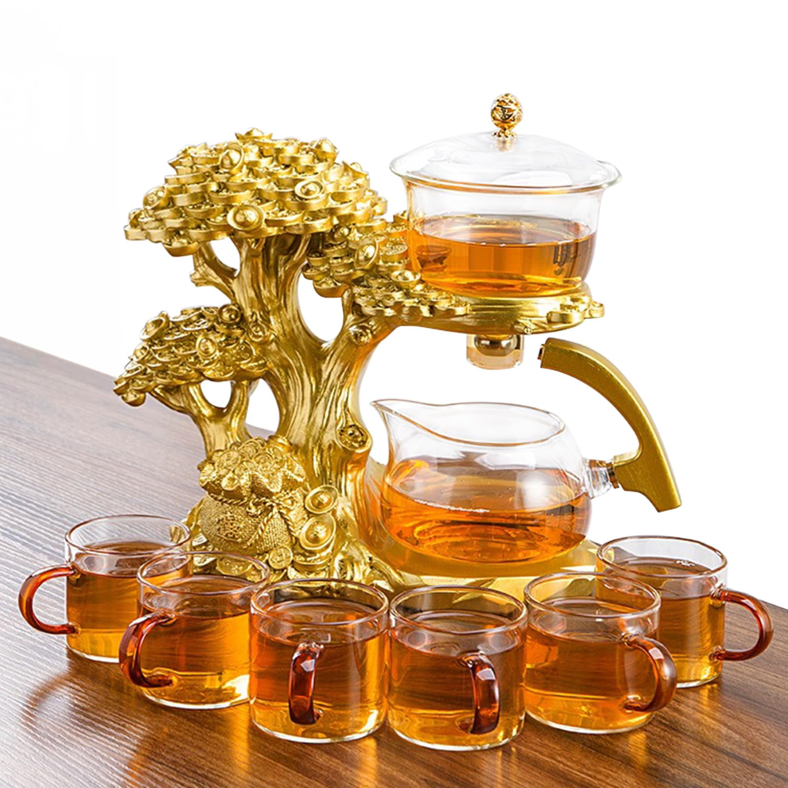 Lazy Kungfu Glass Tea Set, Semi Automatic Glass Teapot Set Drip ...
