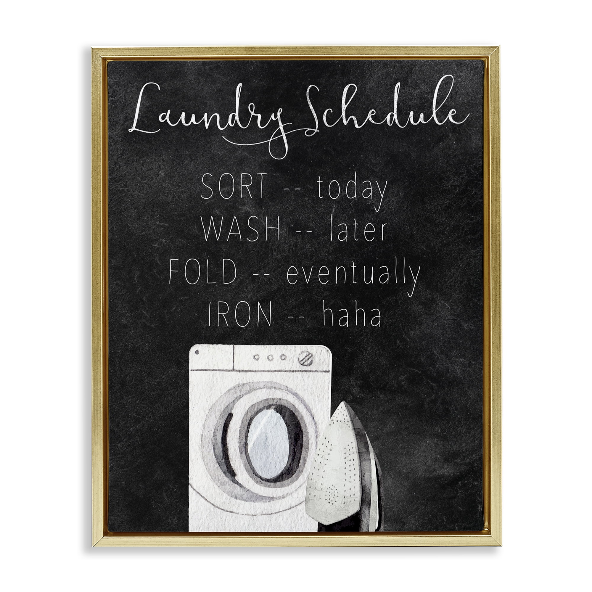 Lazy Laundry Schedule Humor Gold Framed Floater Canvas Wall Art, design ...