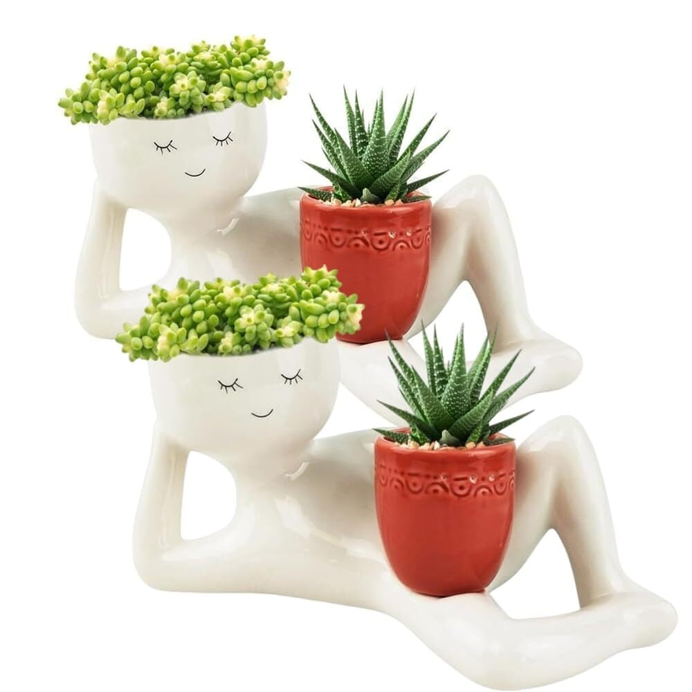 Lazy Little Character Resin Flower Pot Funny Relaxing Character ...