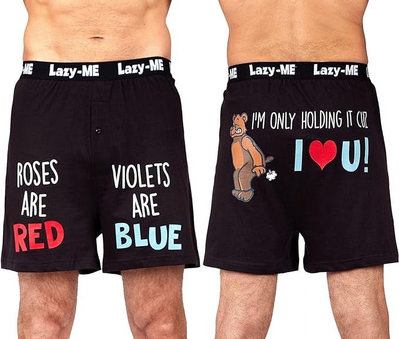 Lazy Me Men's Funny Novelty Boxer Shorts Humorous Underwear, Gag Gifts ...