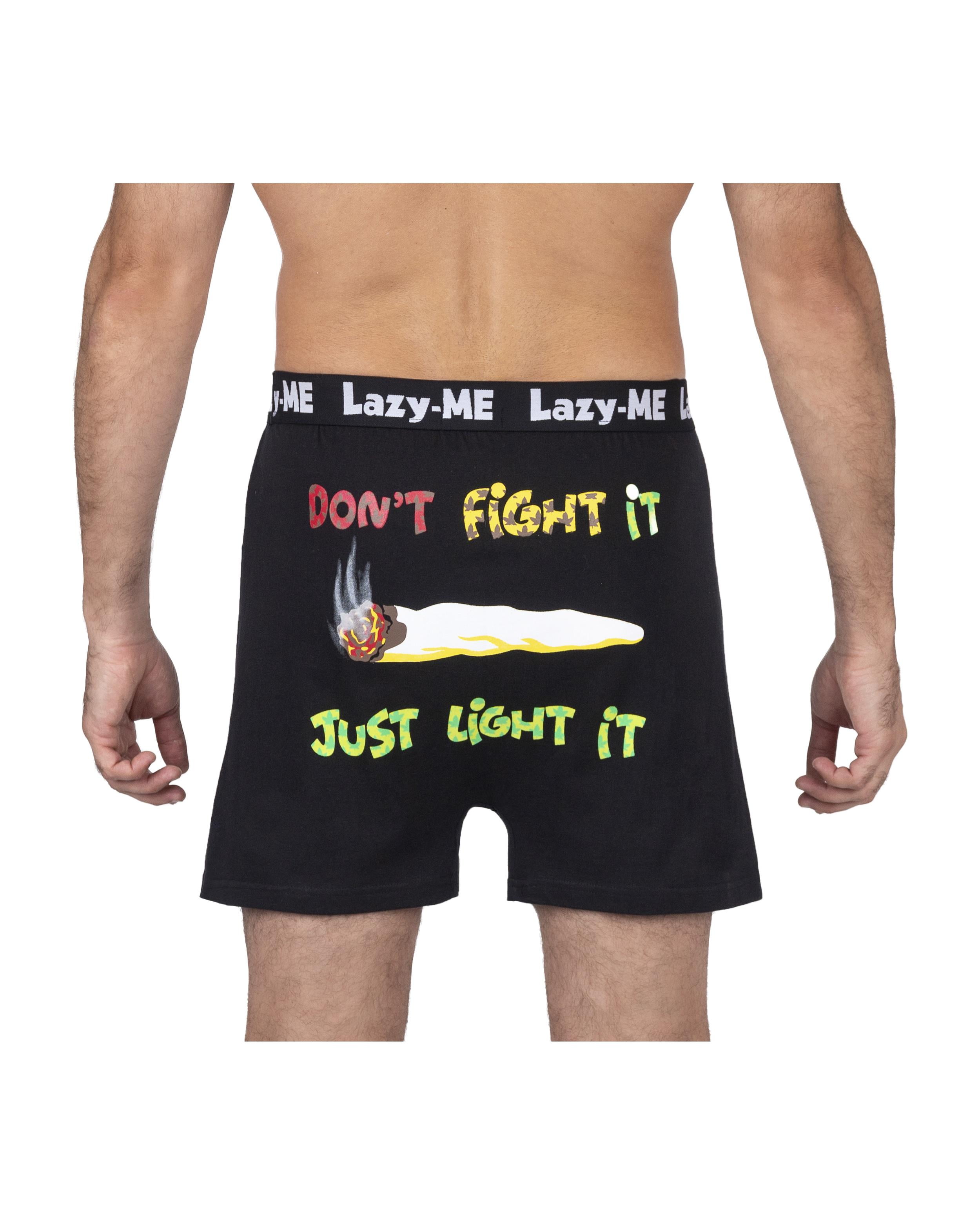 Lazy-Me Mens Funny Novelty Boxer Shorts, Black, Just Light It, Light It ...