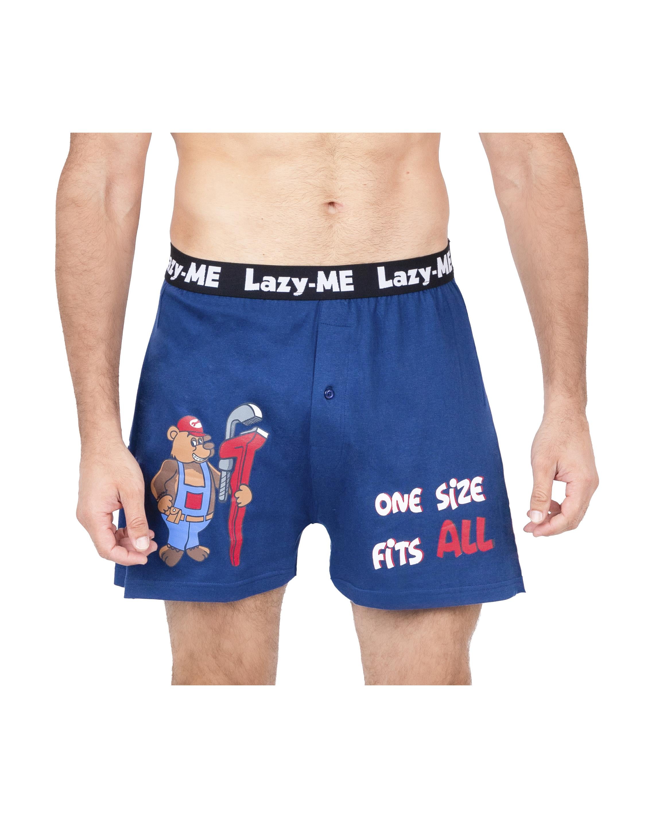 Lazy-Me Mens Funny Novelty Boxer Shorts, Navy, One Size Fits All, One ...