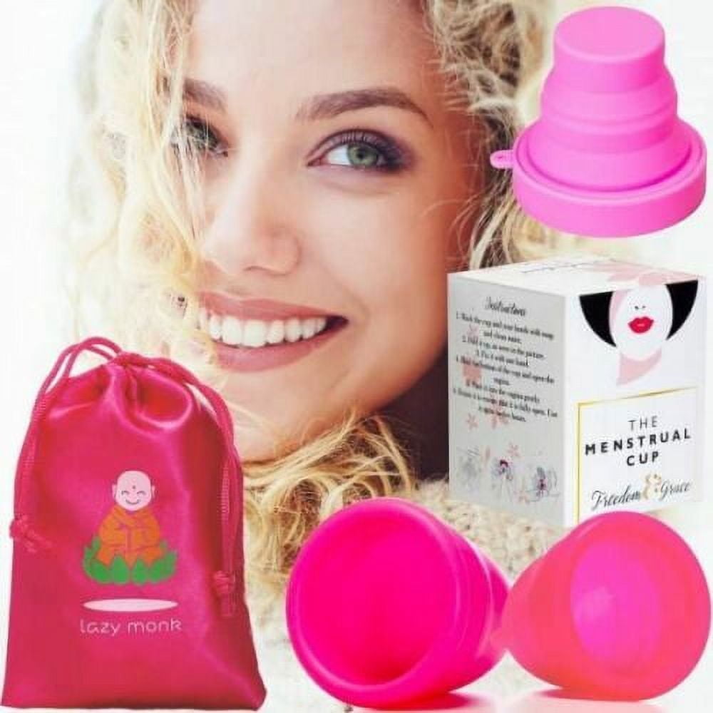 Lazy Monk 2 Menstrual Cups Set Large and Small Silicone Soft Copa ...