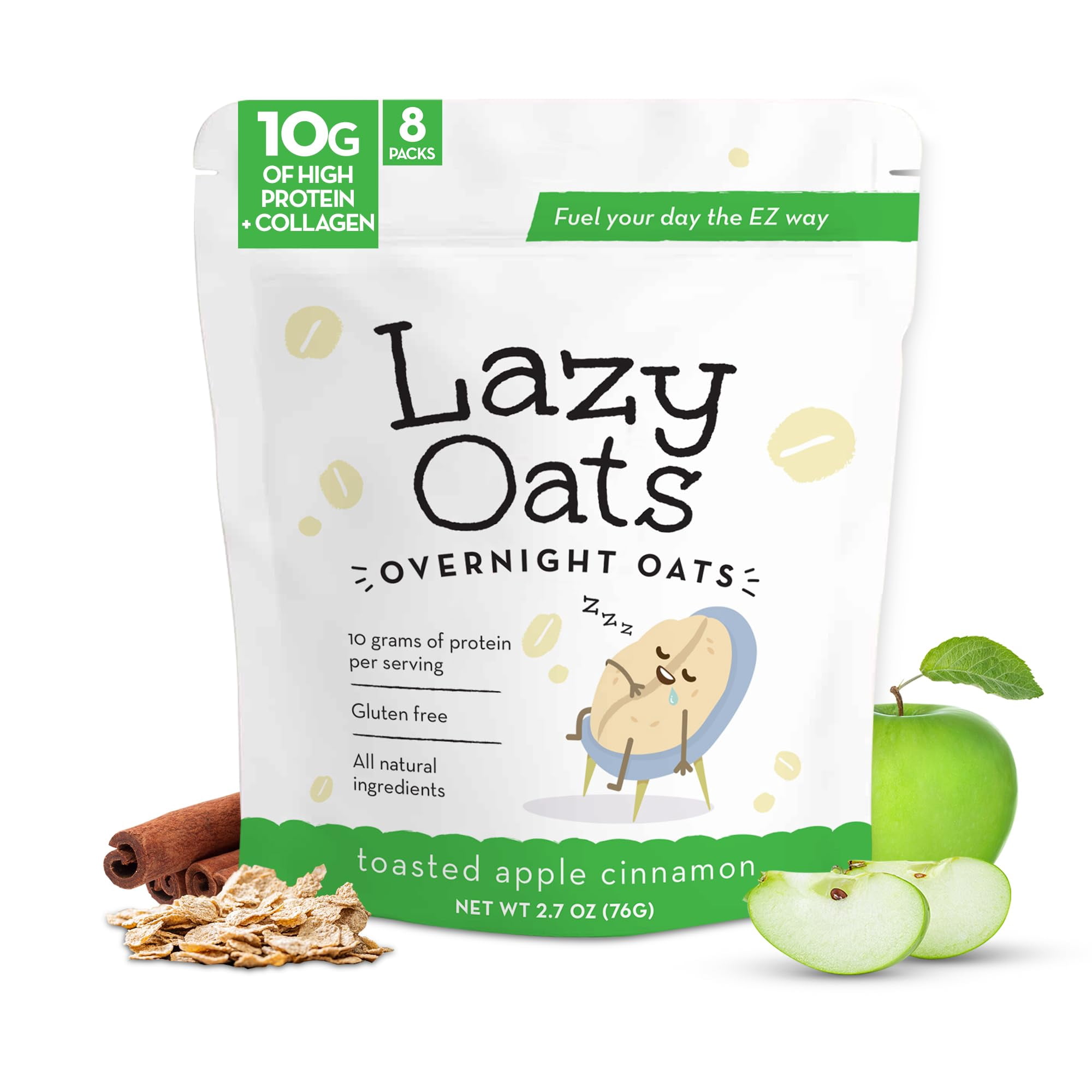 Lazy Oats Overnight Oats OIF8 | Toasted Apple Cinnamon - Free, Dairy ...