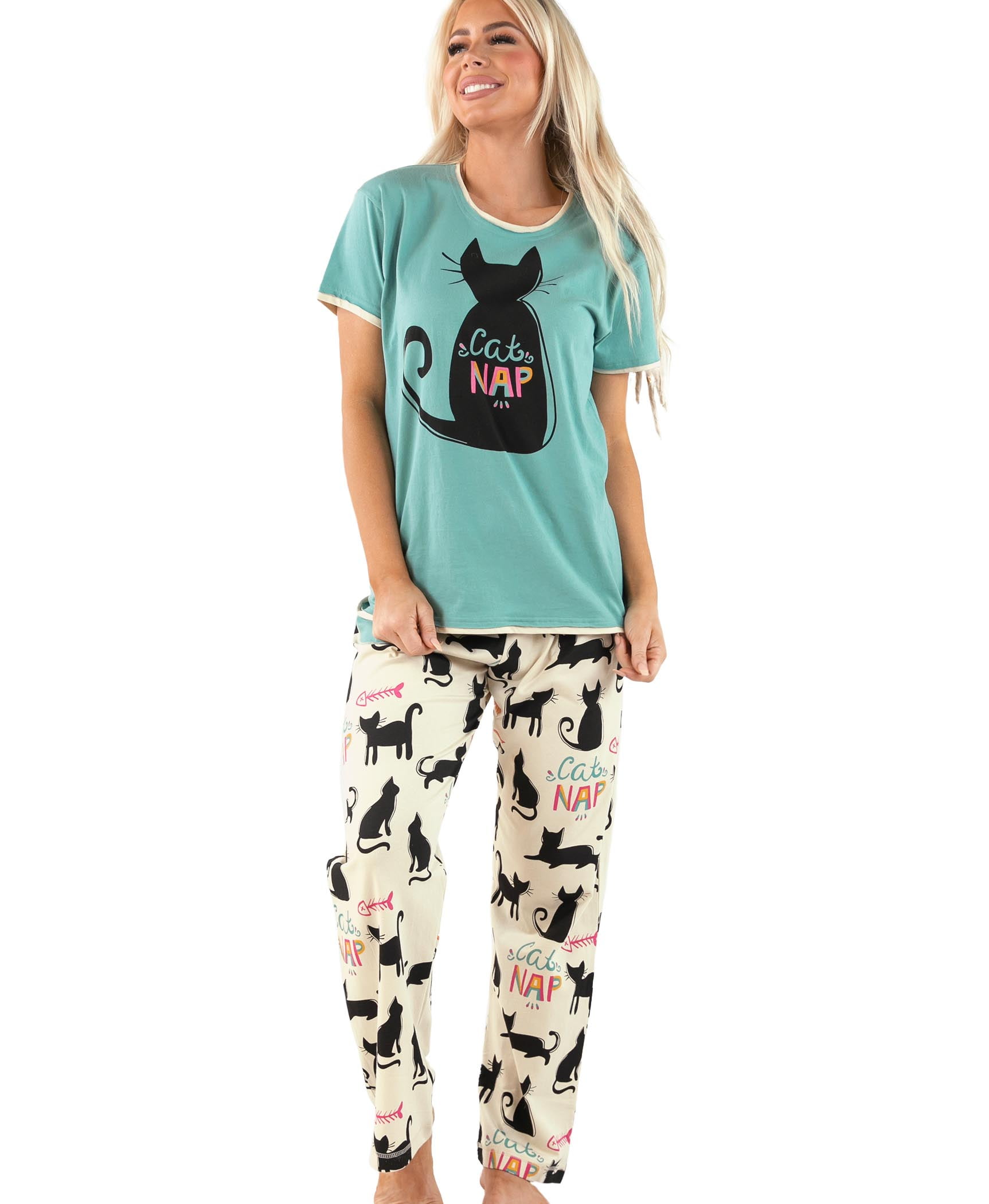 Lazy One Women's Pajama Set, Short Sleeves with Cute Prints, Relaxed ...