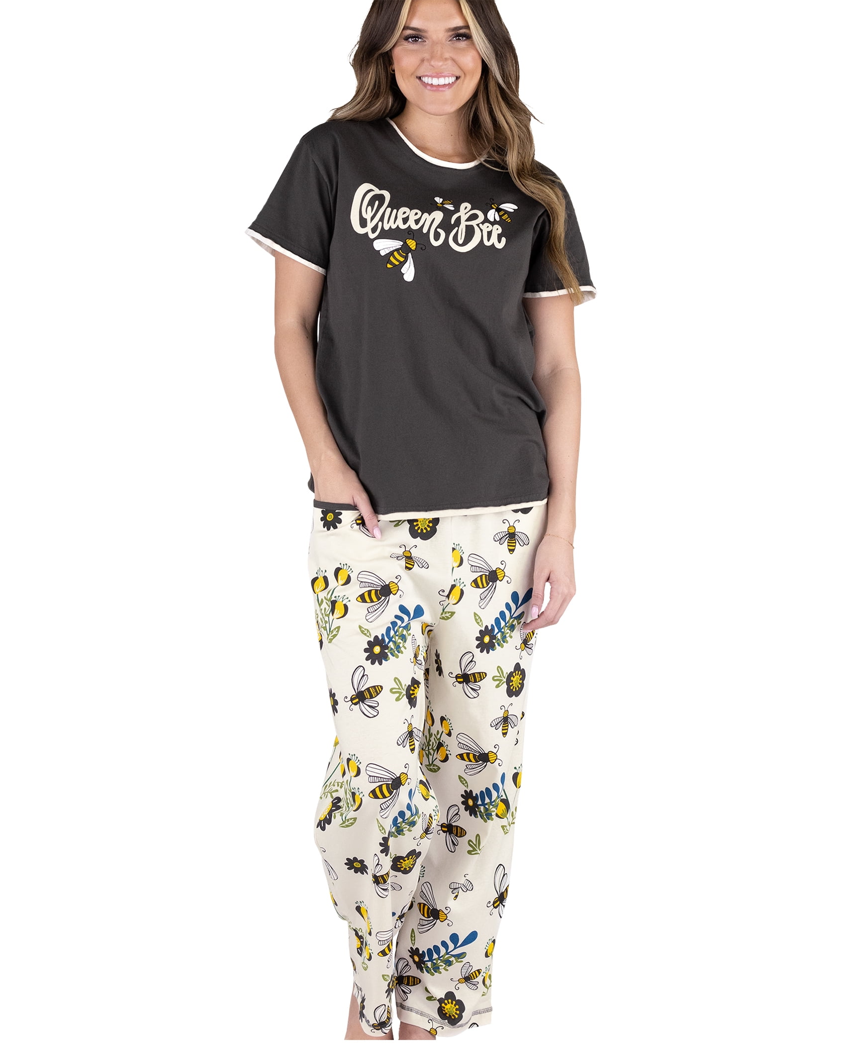 Lazy One Women's Pajama Set, Short Sleeves with Cute Prints, Relaxed ...