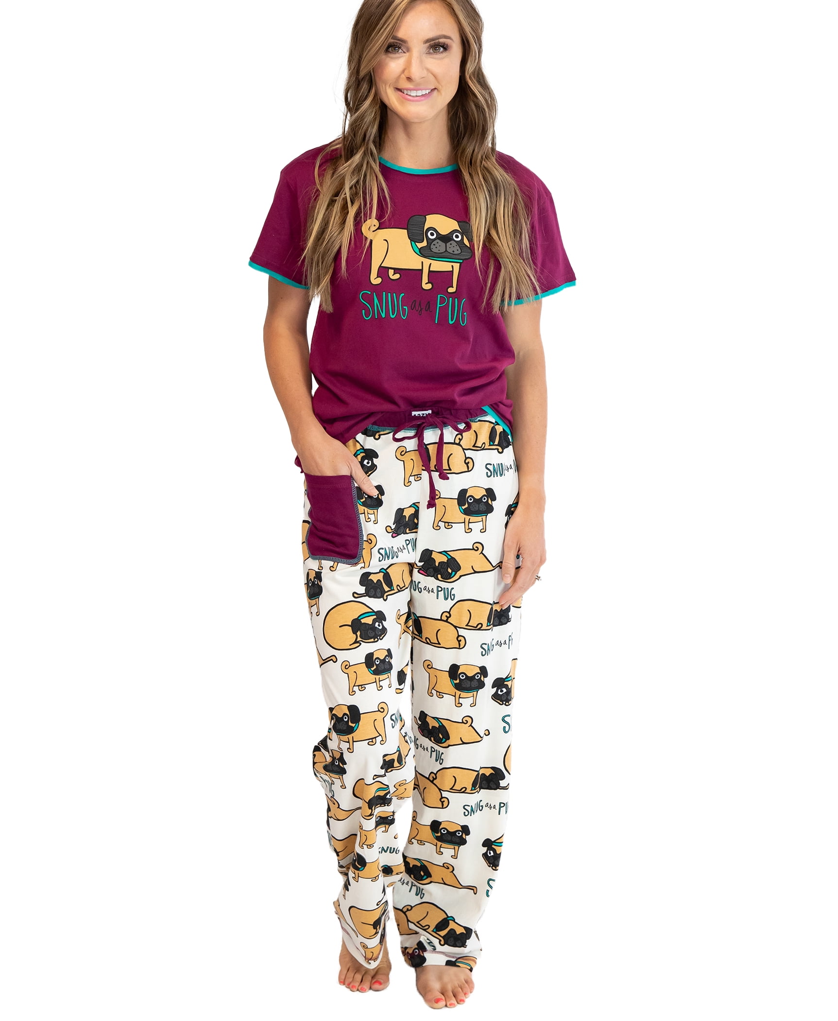 Lazy One Women's Pajama Set, Short Sleeves with Cute Prints, Relaxed ...