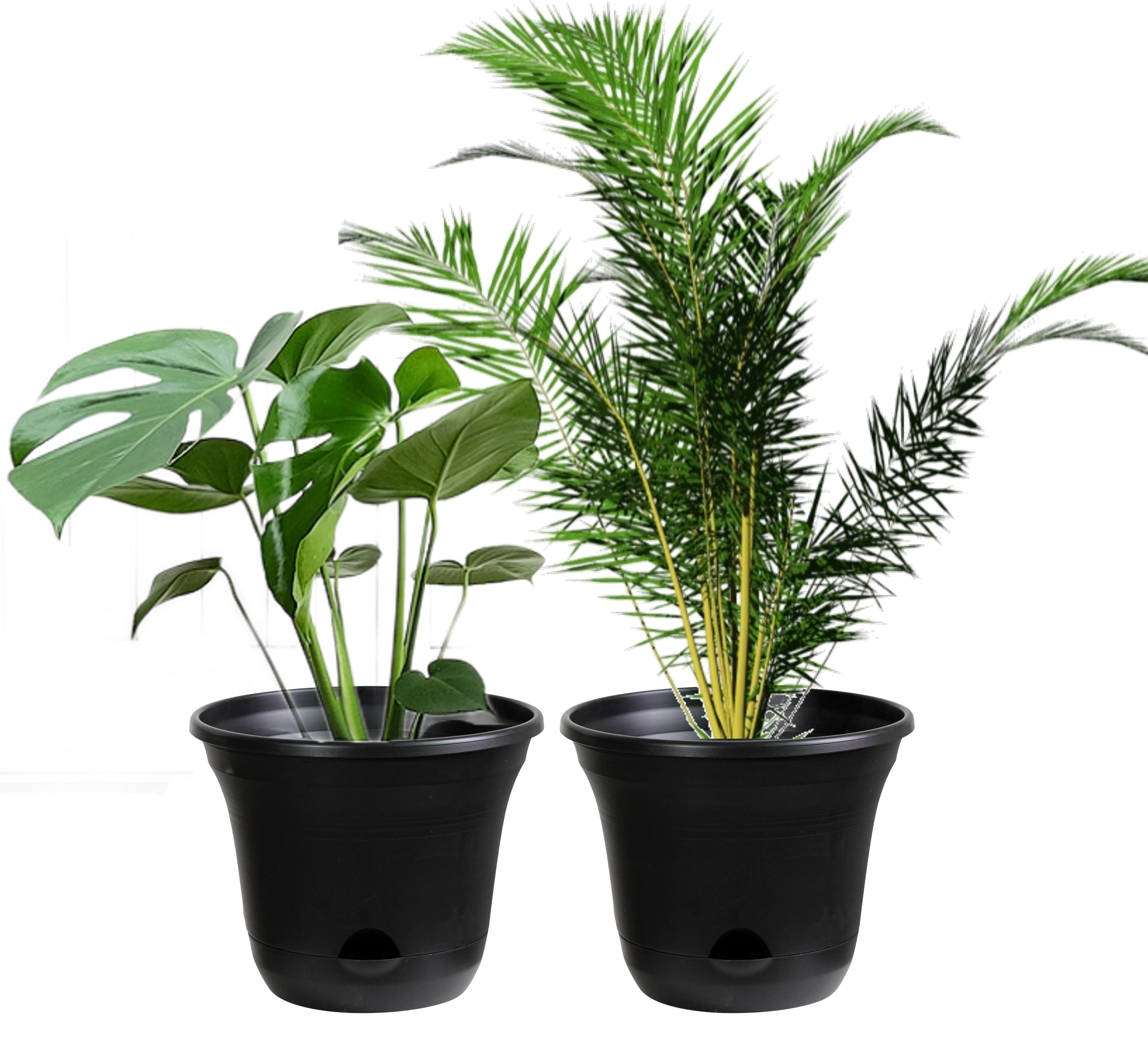 Lazy Planters 2 x 14" - Self Watering Plant Pot Black - Large Planter ...