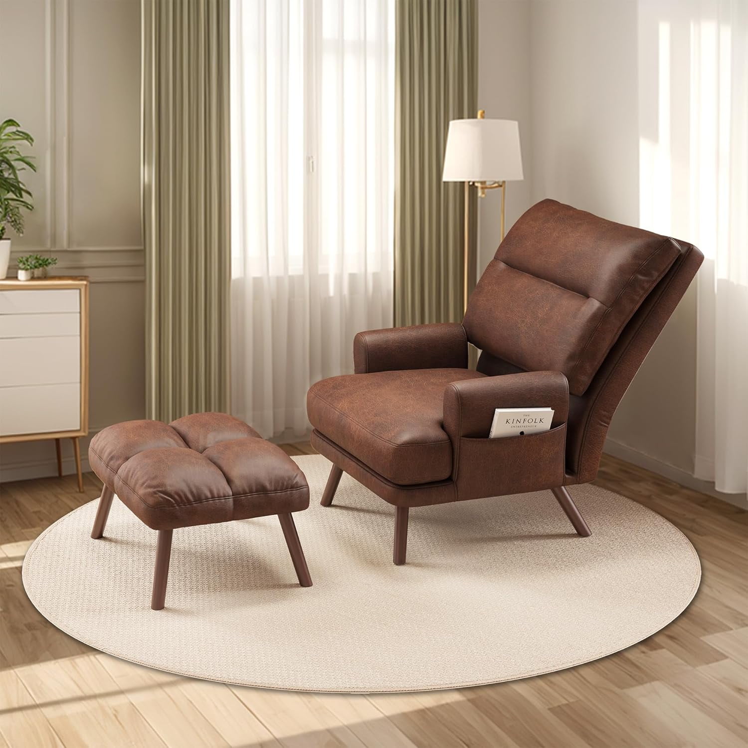 Lazy Reading Chair with Ottoman - Cozy Lounge Chairs Indoor Accent ...
