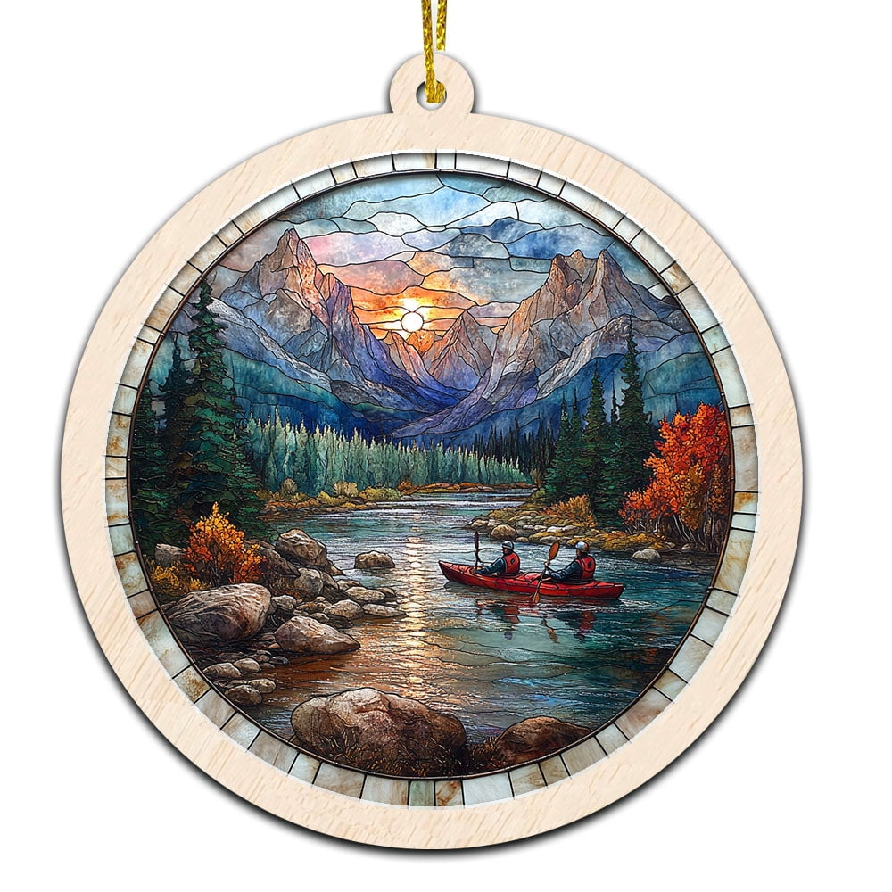 Lazy River Kayaking Stained Glass Suncatcher Ornament – Text Christmas ...