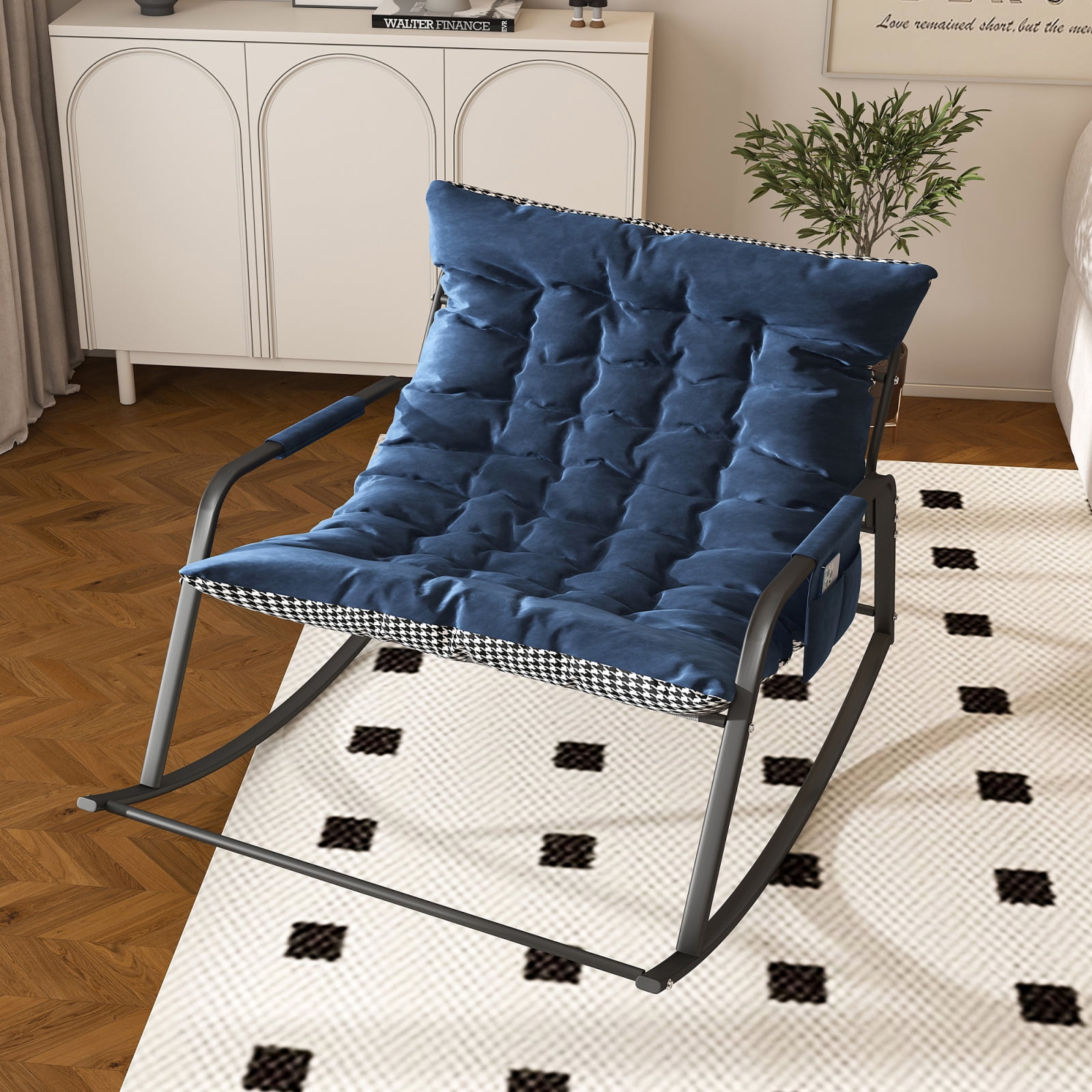 Lazy Rocking Chair with Side Storage, Comfort Lounge Recliner with ...