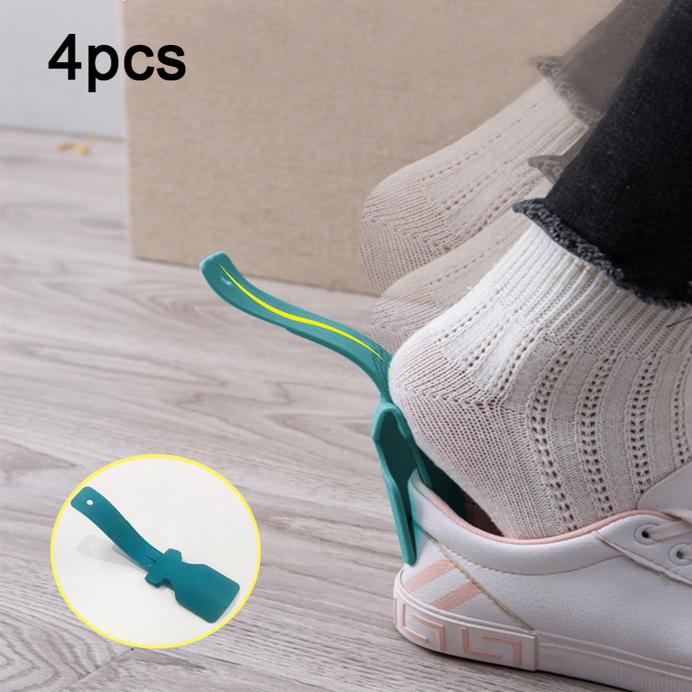 Lazy Shoe Helper - 4pc Handled Travel Shoe Horn Lifting Helper -Easy on ...