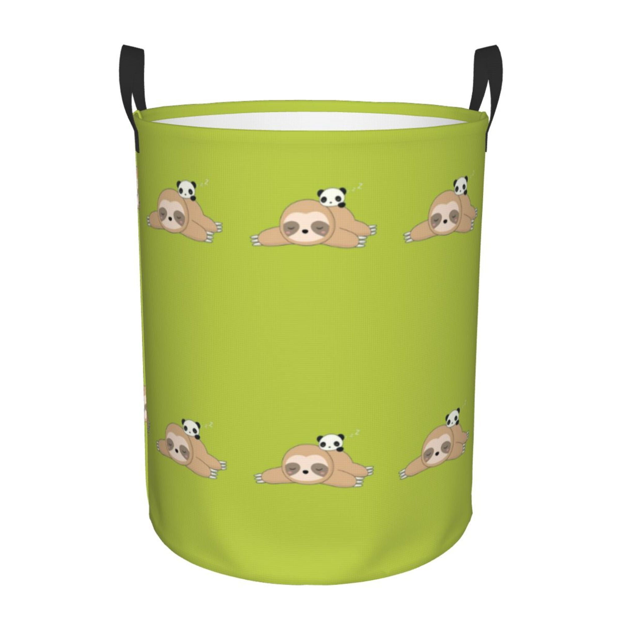 Lazy Sloth And Panda Circular Laundry Basket (With Handle) Waterproof ...
