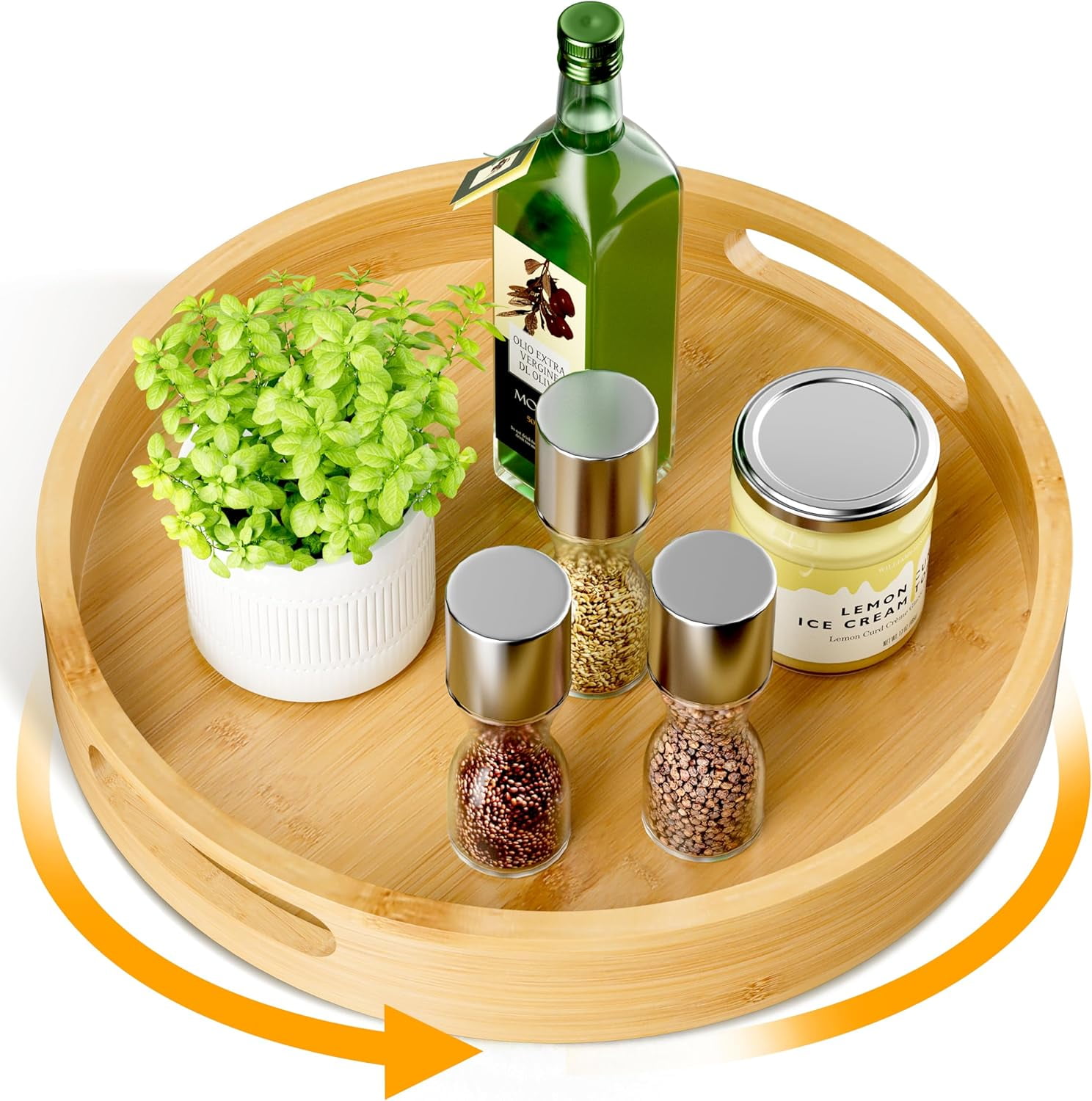 Lazy Susan Organizer 12 Inch Non-Skid Bamboo Lazy Susan for Kitchen ...