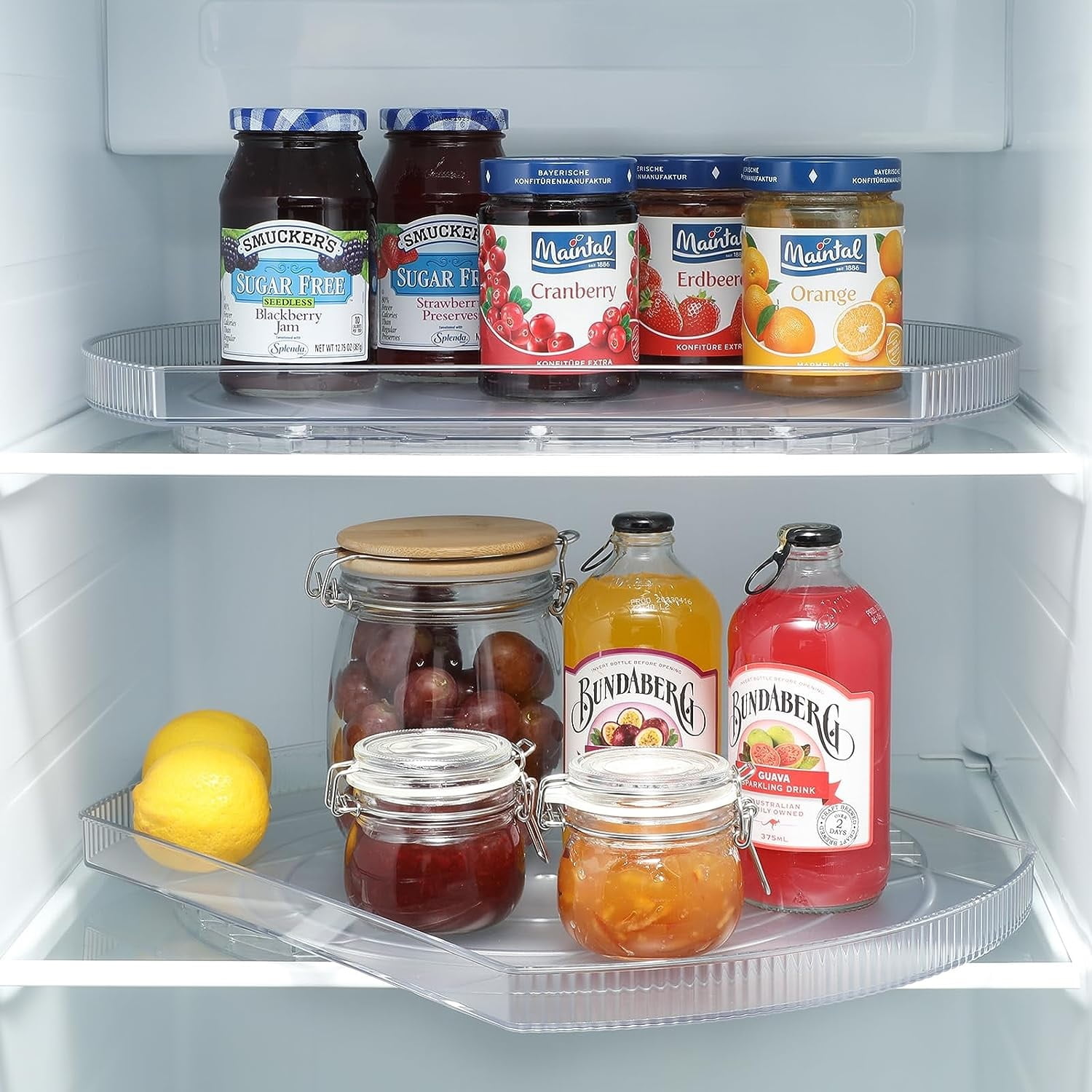 Lazy Susan Organizer for Refrigerator, Slide and 360° Rotate Rectangle ...