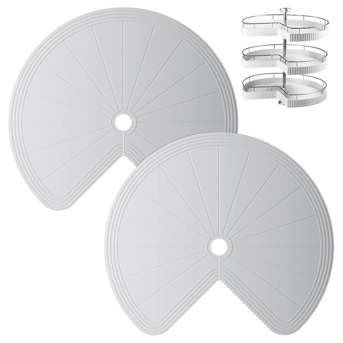 Lazy Susan Shelf Liner – 2Pcs Pie-Cut Non-Slip Waterproof Cabinet Mat ...