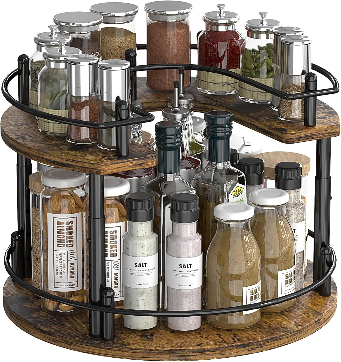 Lazy Susan Spice Rack Organizer - Rotating Turntable Height Adjustable ...