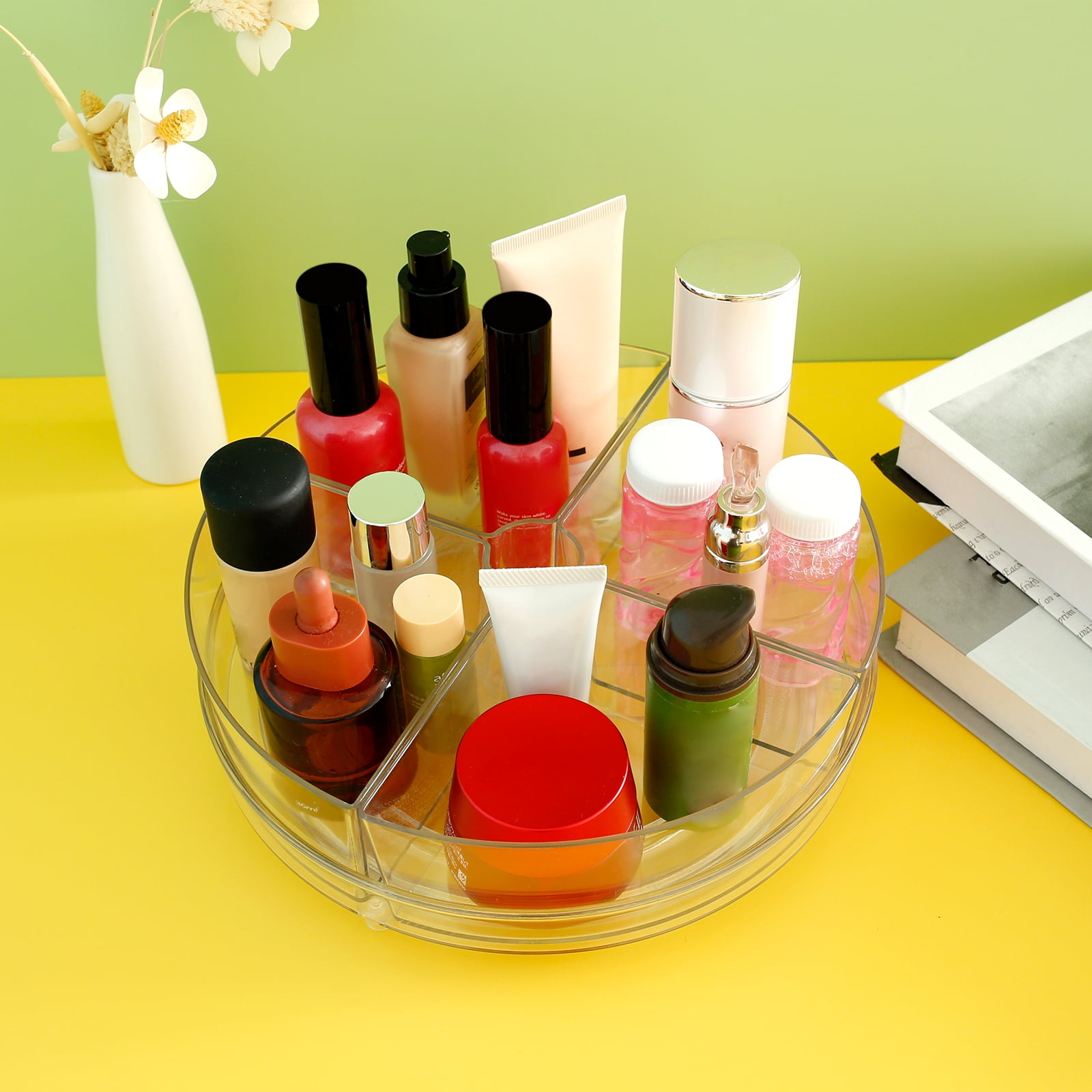 Lazy Susan Turntable-Clear Acrylic Removable Sections Rotates 360 ...