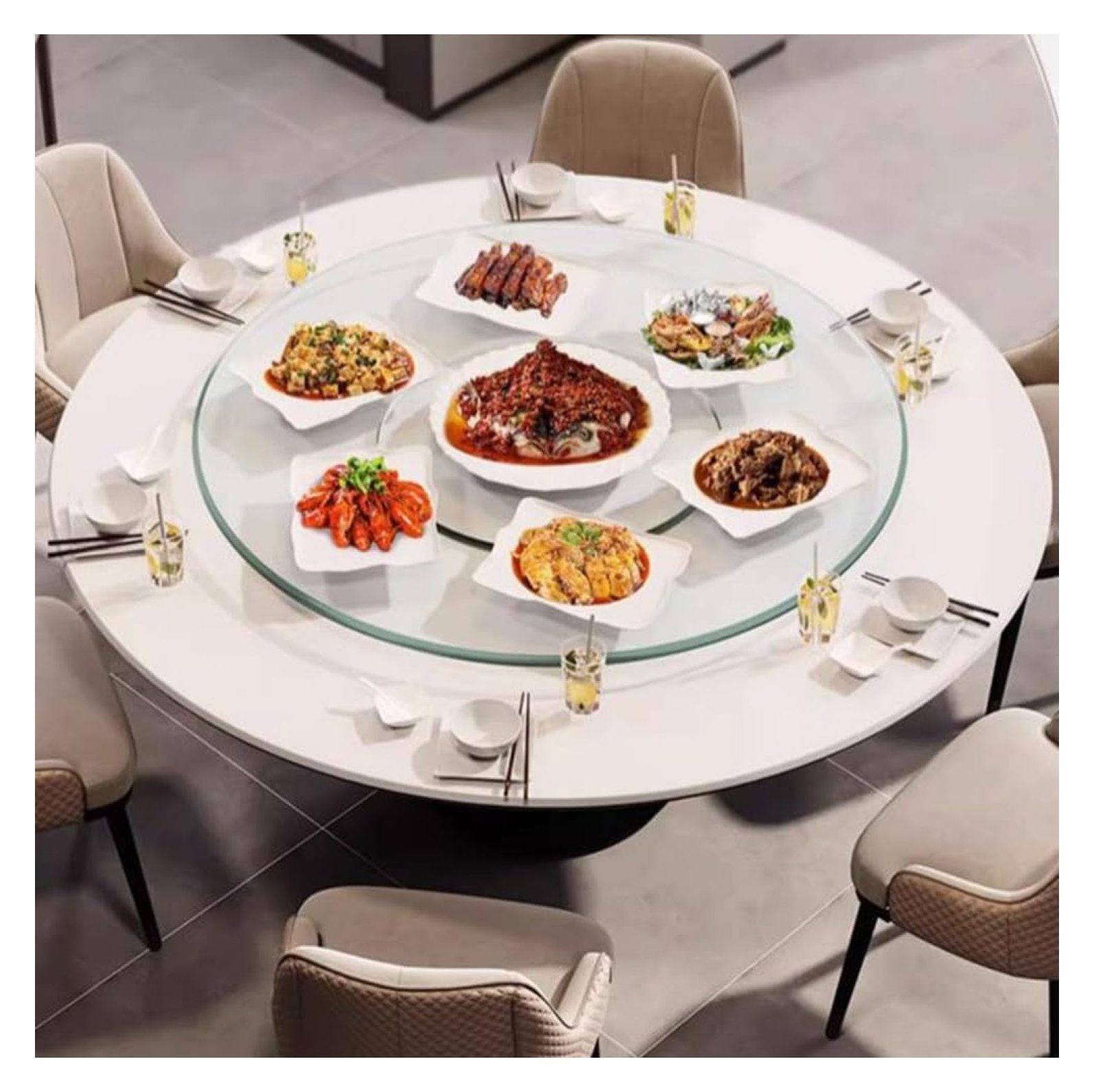 Lazy Susan Turntable For Dining Table Tempered Glass Rotating Tray 28In ...